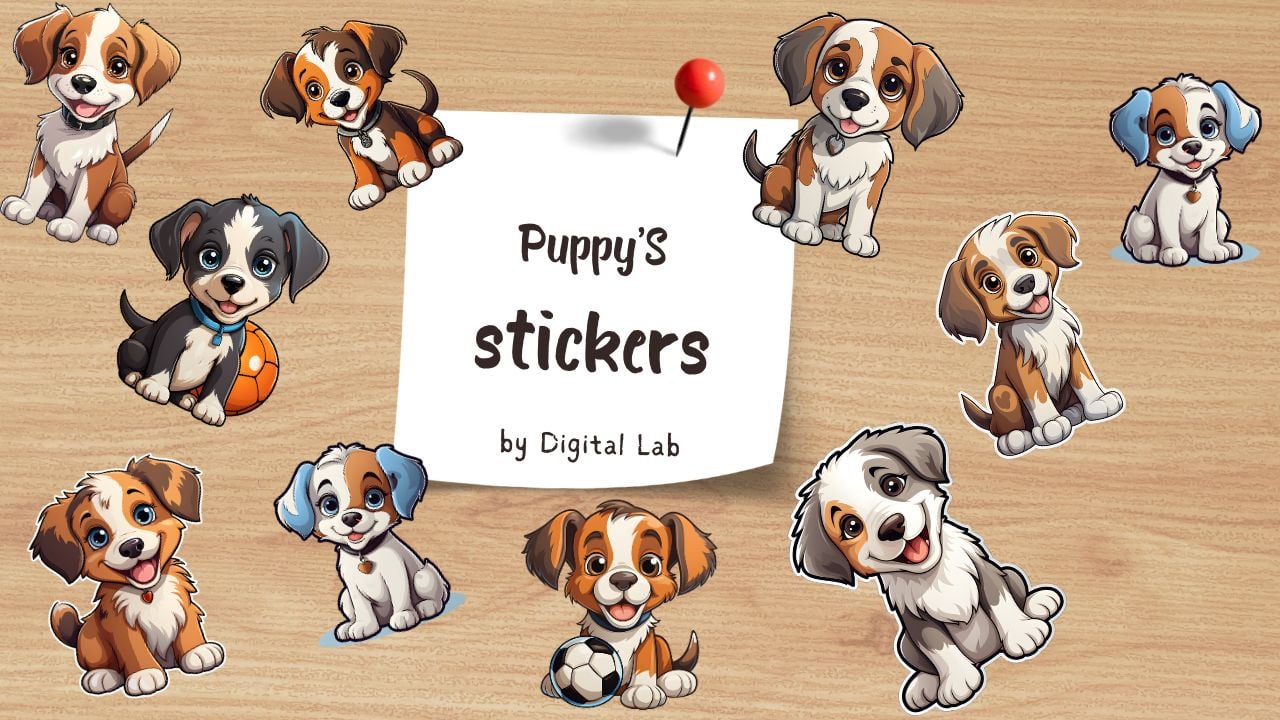Puppy Love – Set of 10 Cute Puppy Stickers (PNG Pack) | Digital ...