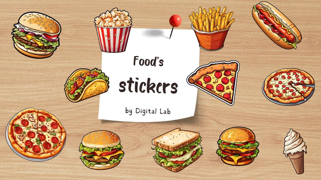 Snack Attack – Set of 20 Yummy Food Stickers (PNG Pack) | Digital ...