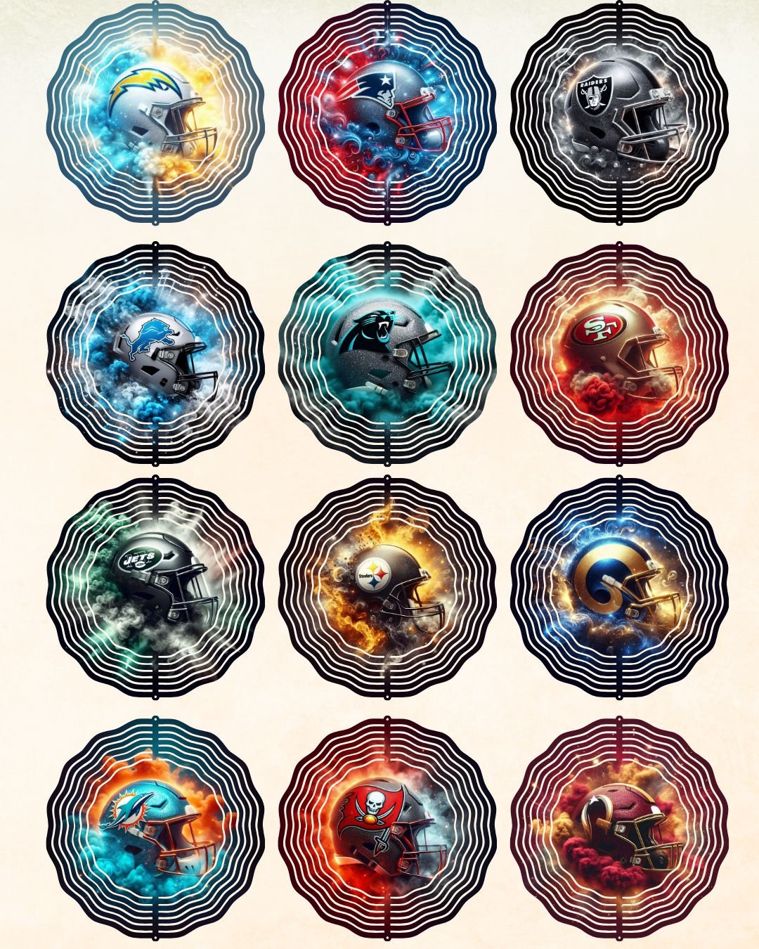 32 NFL Helmets Without Text Wind Spinner PNG Sublimation Designs Bundle