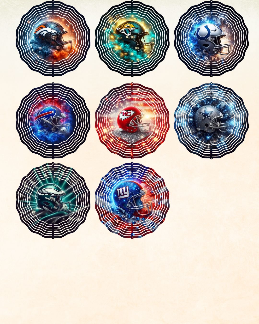 32 NFL Helmets Without Text Wind Spinner PNG Sublimation Designs Bundle