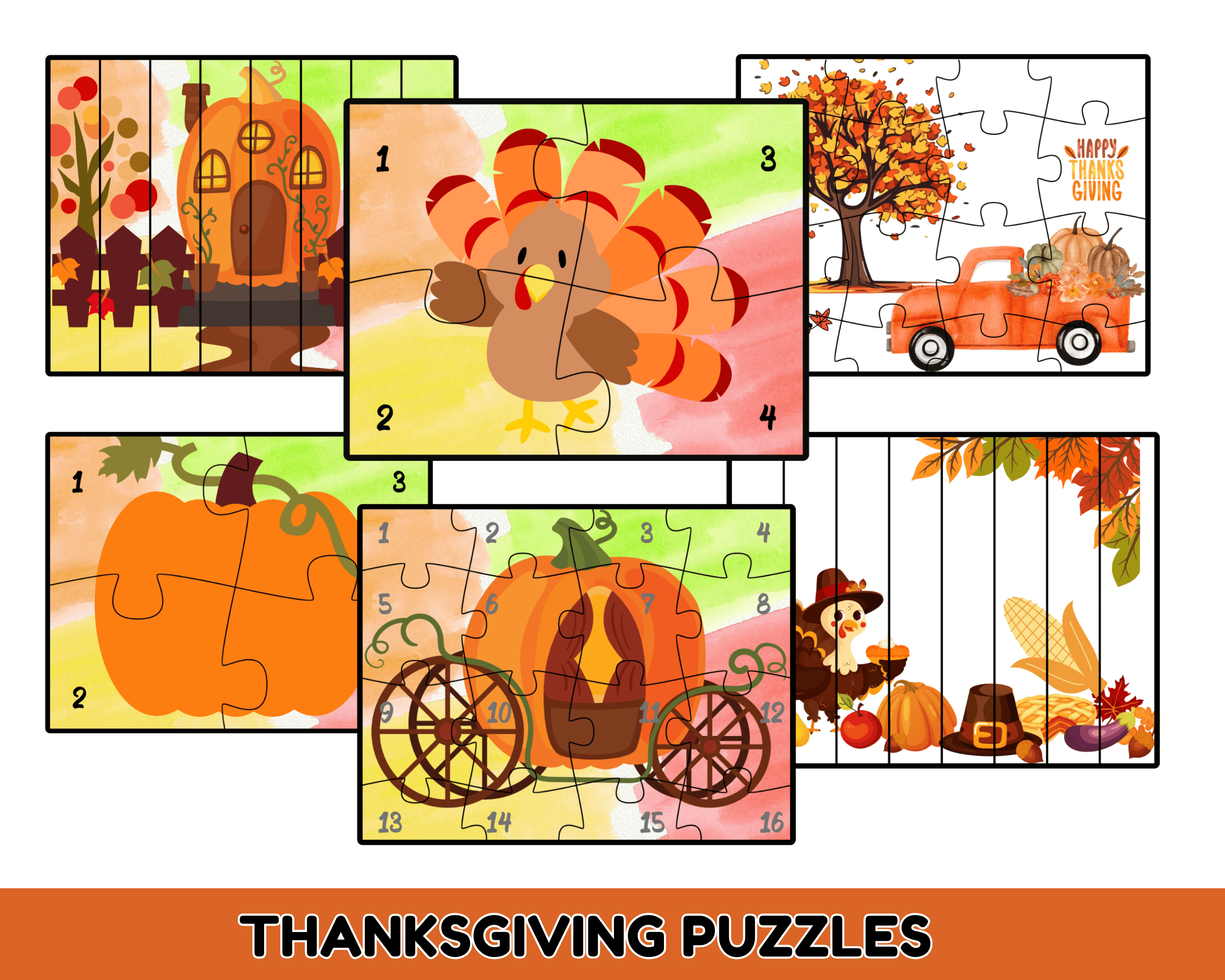 Preschool Thanksgiving Puzzle Printable Craft - Payhip