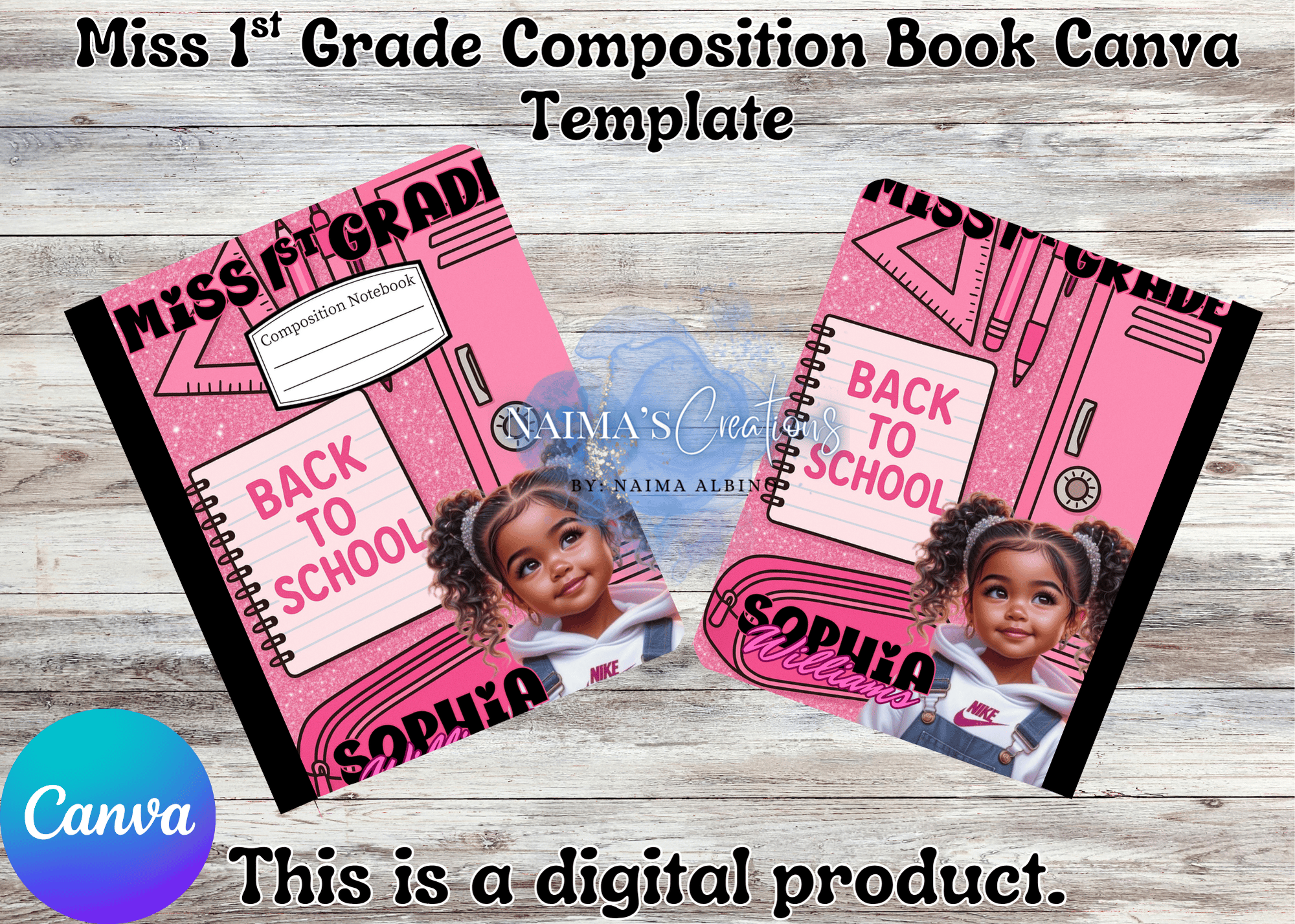 Miss First Grade Composition Book Editable Canva Template - Payhip