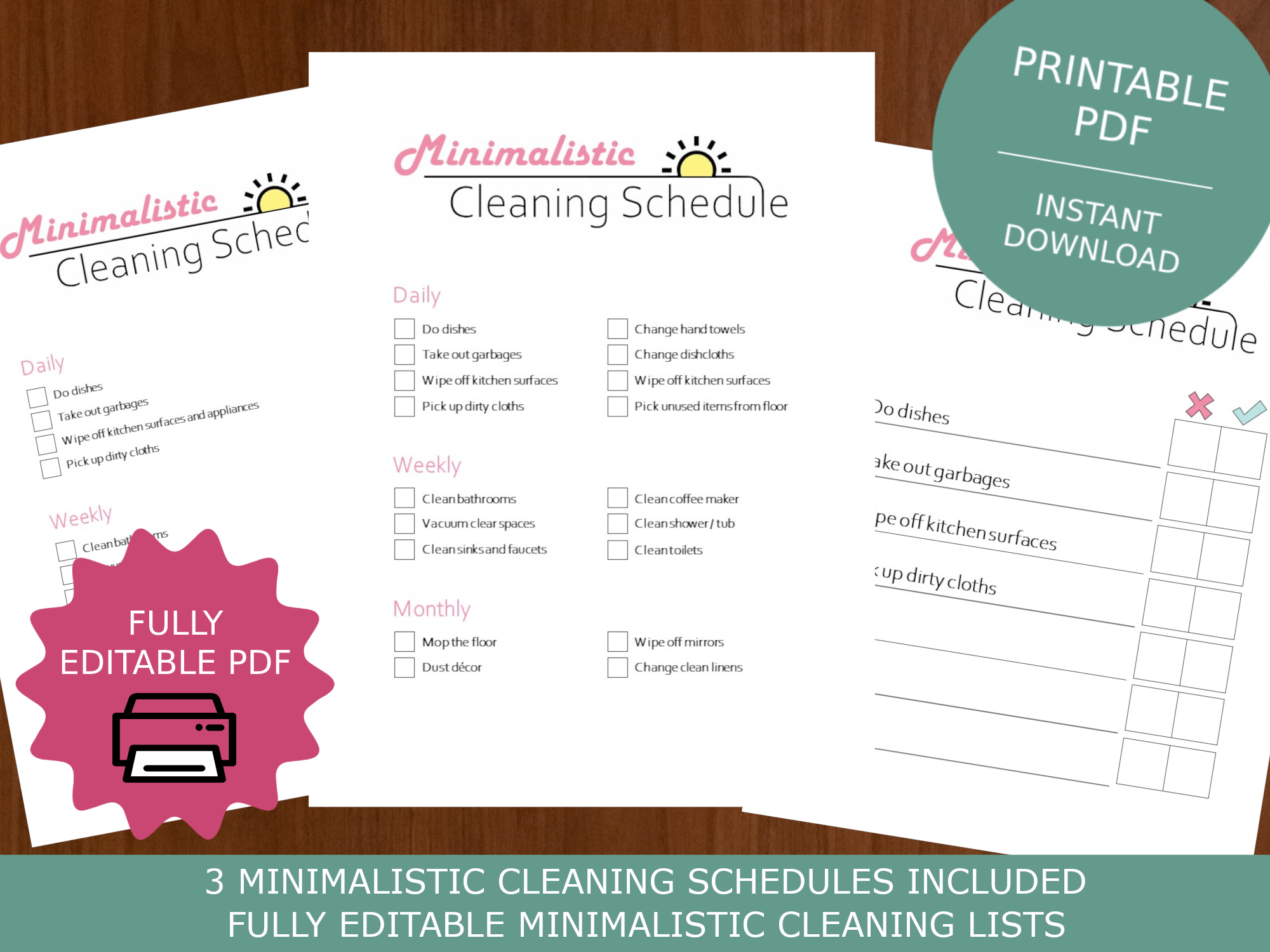 Minimalistic Cleaning Schedule List | Fast Cleaning Routine | Simple ...