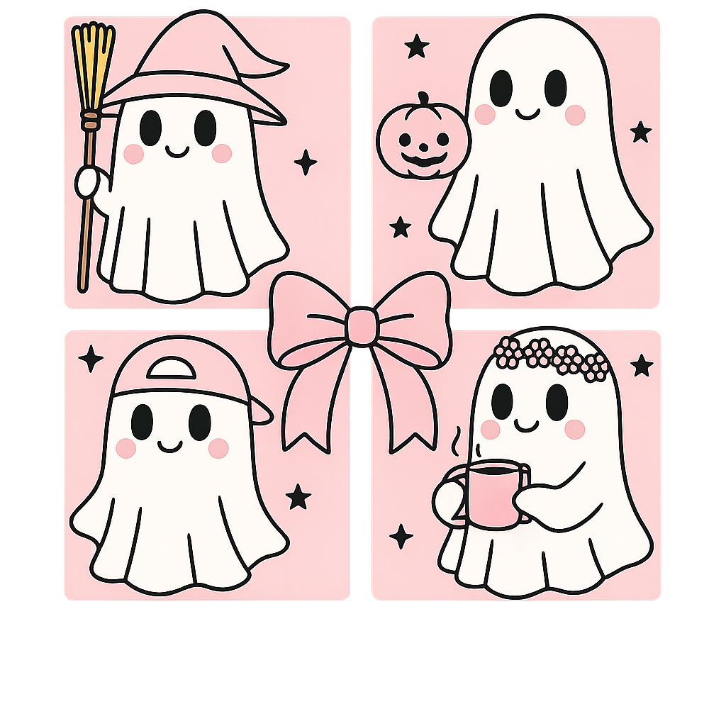 Pastel Pink Ghost PNG – Cute Kawaii Halloween Clipart for Sublimation, Cricut, Stickers & Shirts ...