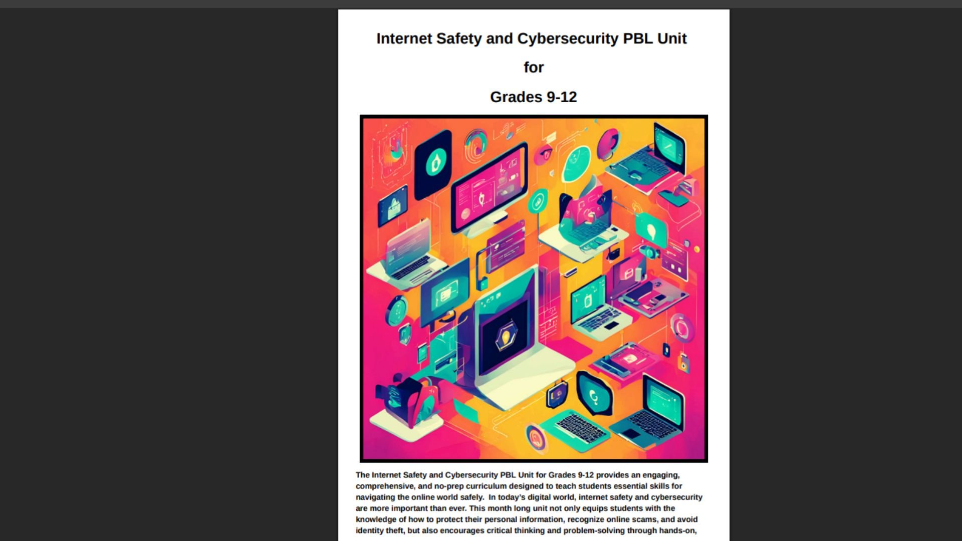 Internet Safety & Cybersecurity PBL Unit-Digital Citizenship Skills ...