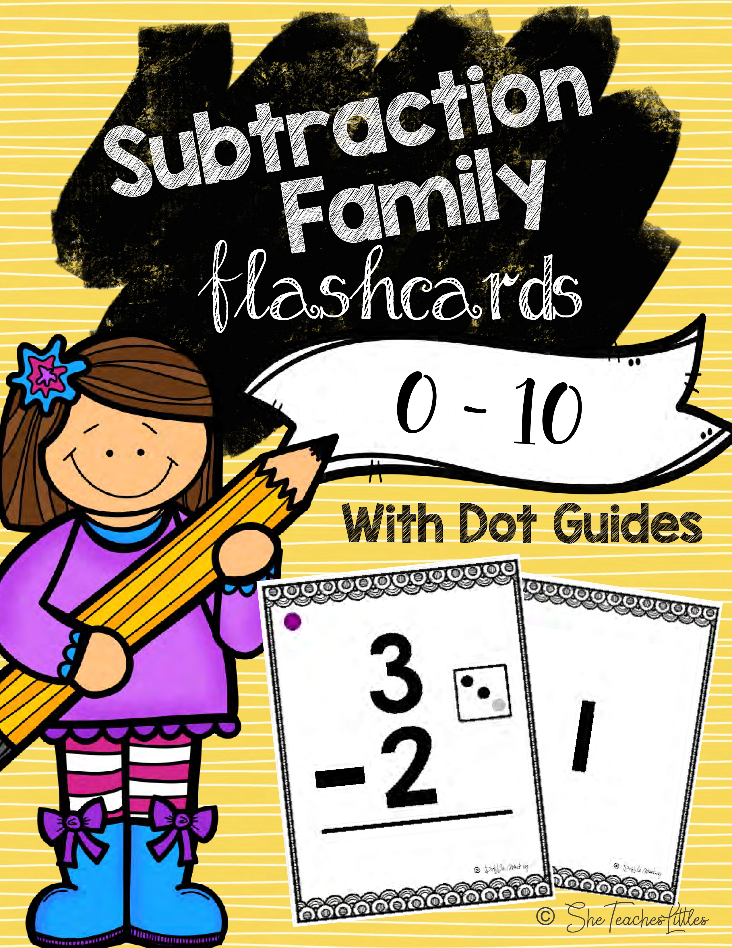 Subtraction Fact Flashcards 0 to 10 with Dice Dot Guides |Distance ...