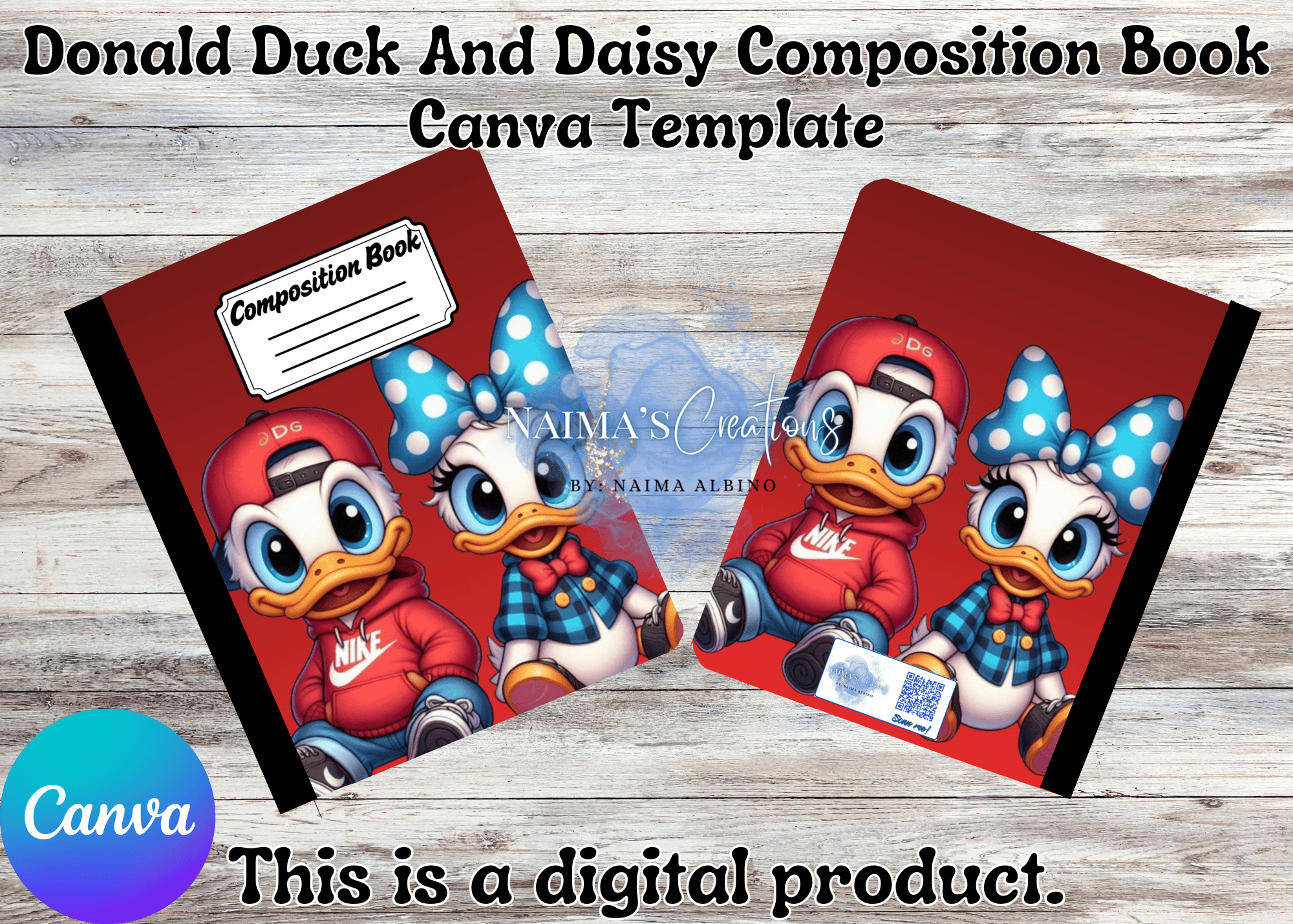 Baby Donald Duck & Daisy Composition Book Editable Canva Template - Payhip