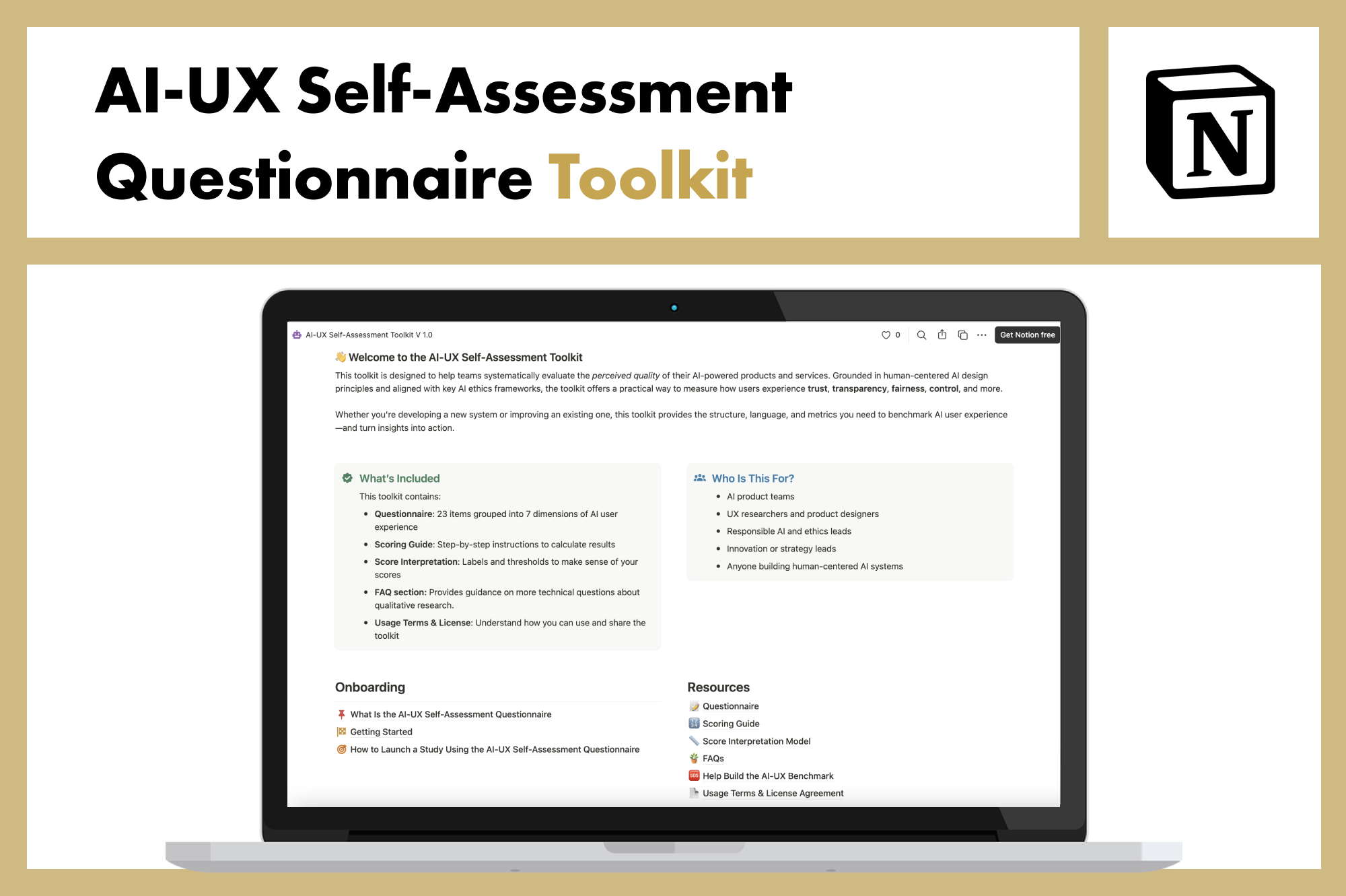 AI-UX Self-Assessment Questionnaire Notion Toolkit - Payhip