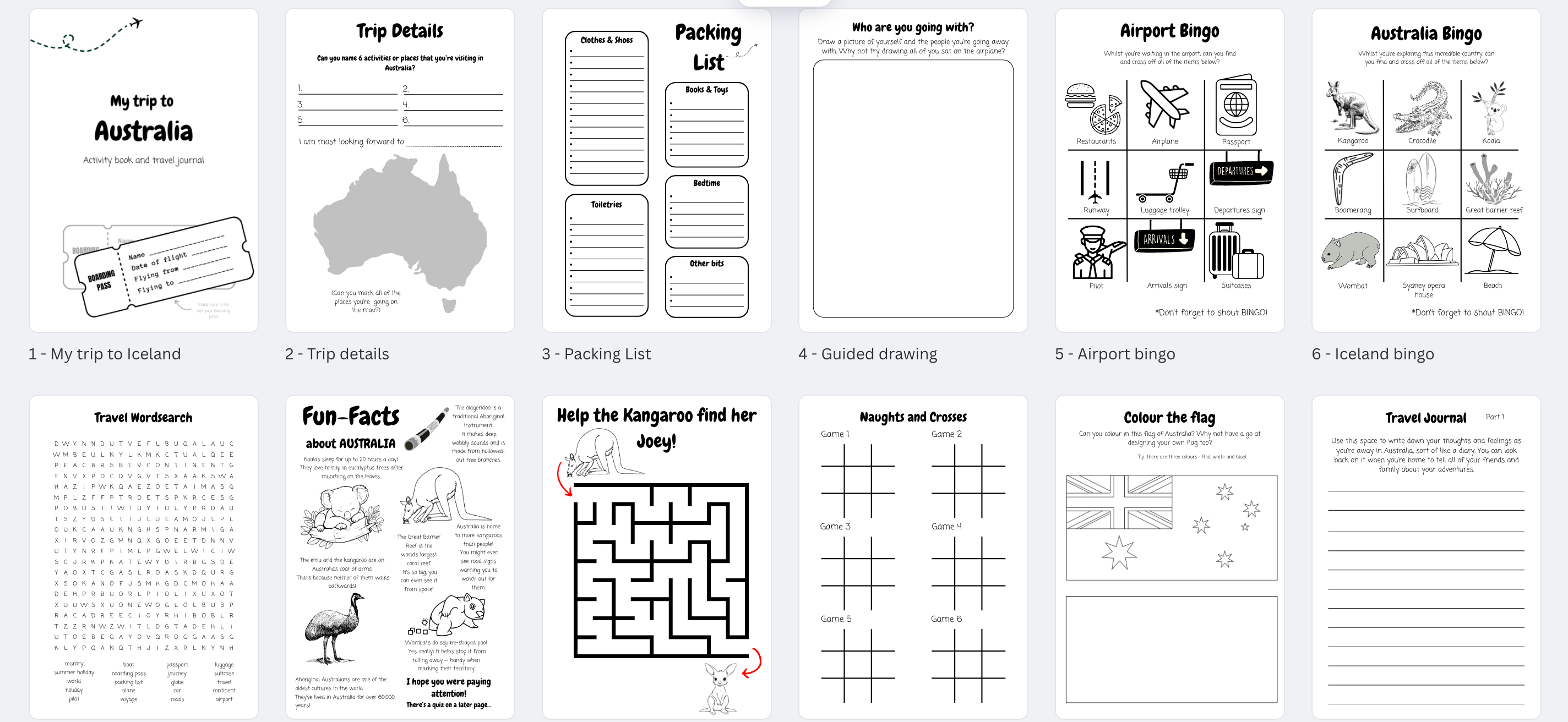 My Trip to Australia: 20 Activity Pages and Travel Journal for Children ...