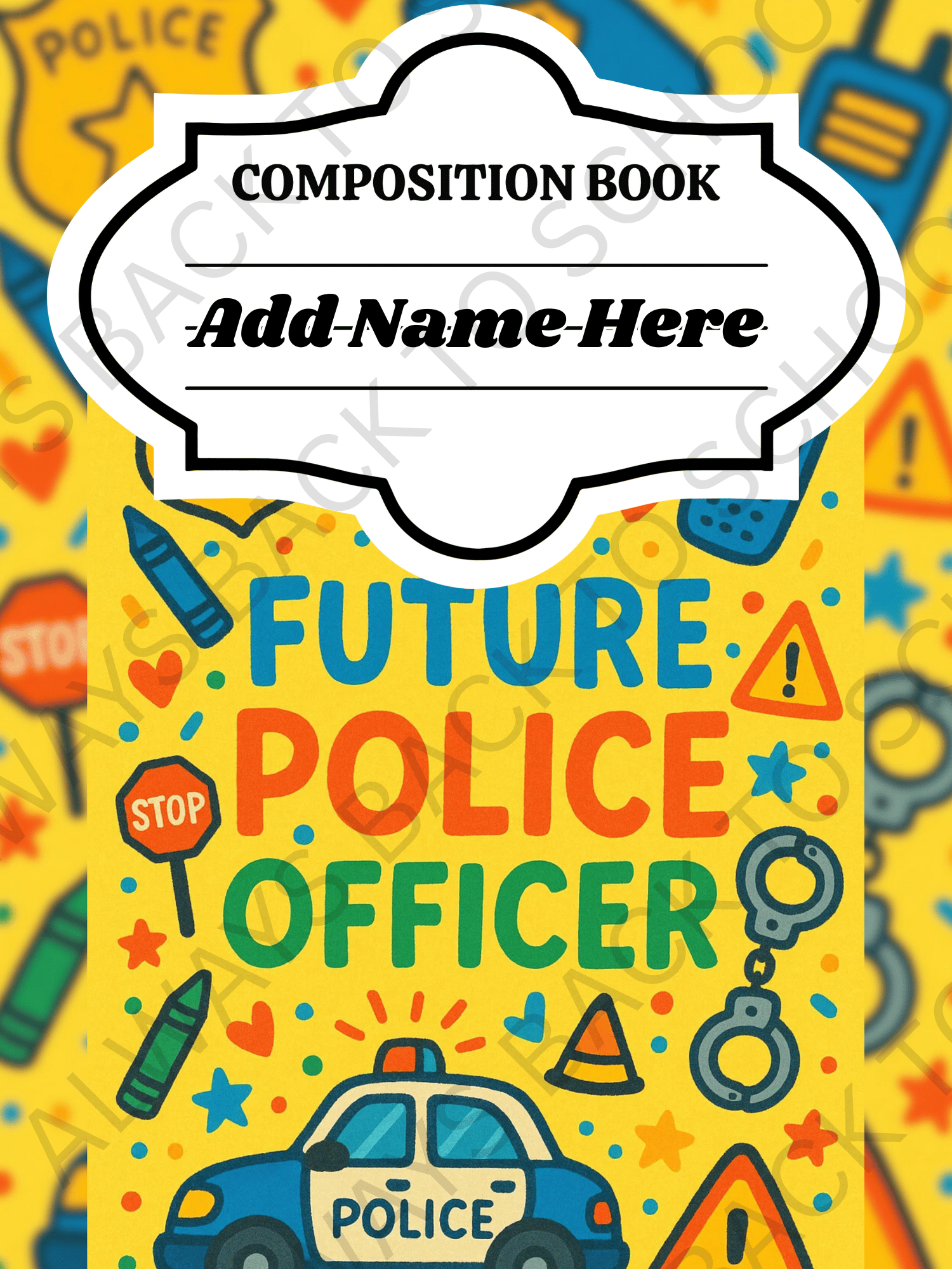 Future Police Officer Printable Notebook Cover – Digital Composition ...