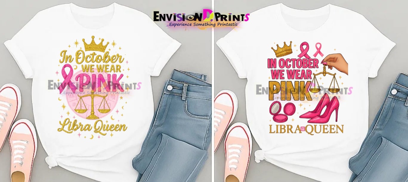 Custom Libra Queen – In October We Wear Pink PNG | Zodiac Breast Cancer ...
