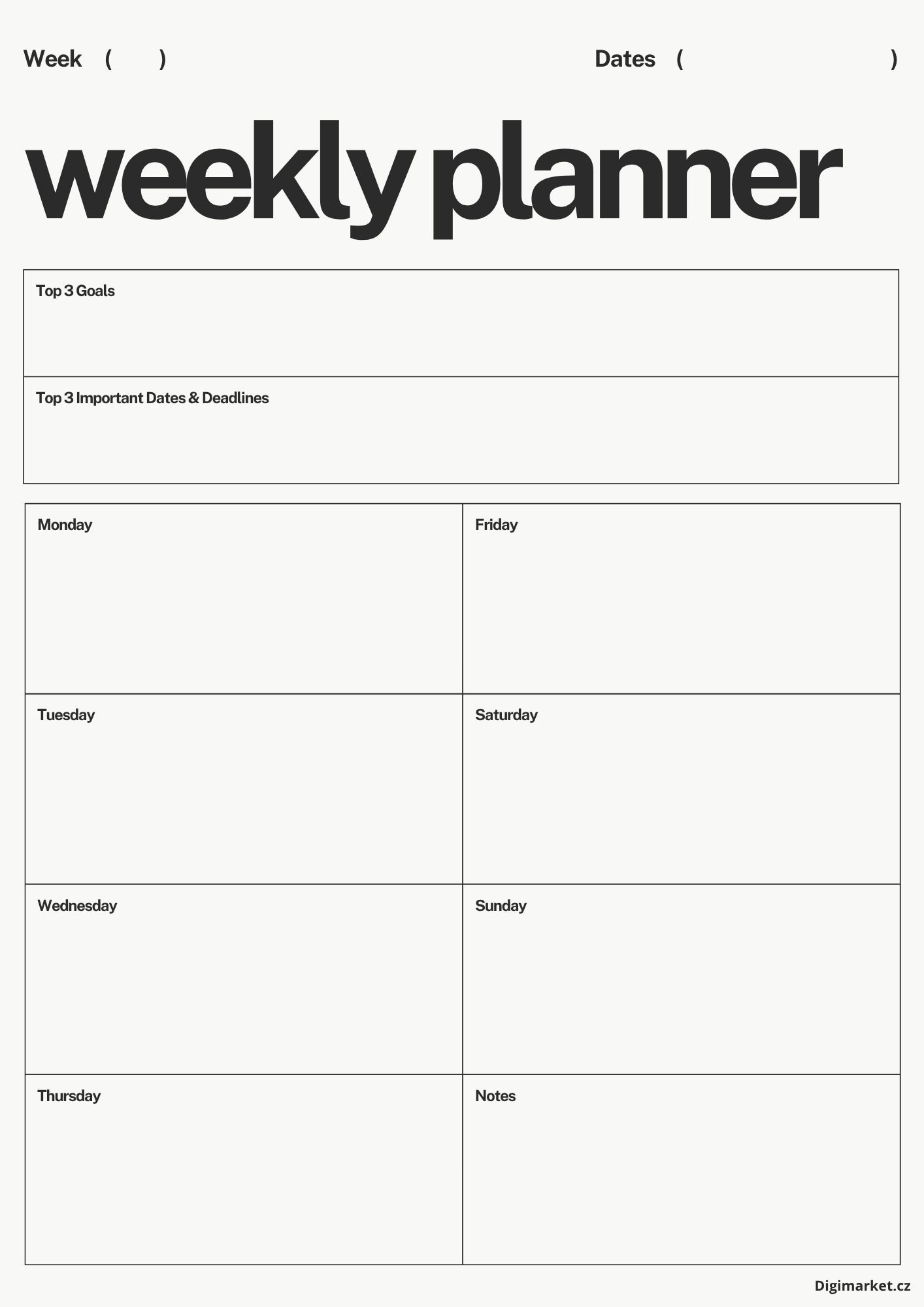 📅 Minimal Weekly Planner - Payhip