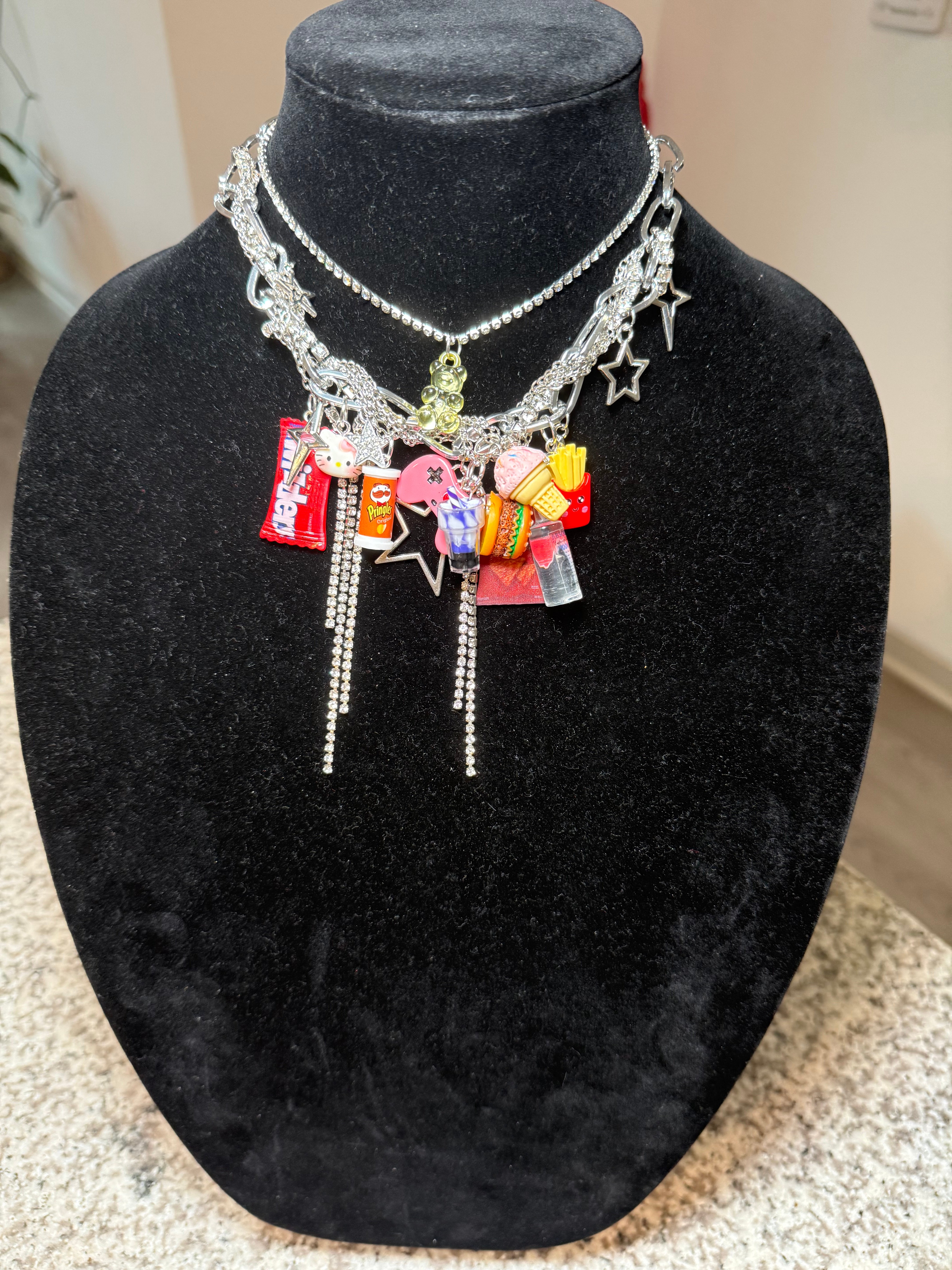 Y2K Fast Food Charm Choker Necklace – Retro Kawaii Statement Jewelry ...
