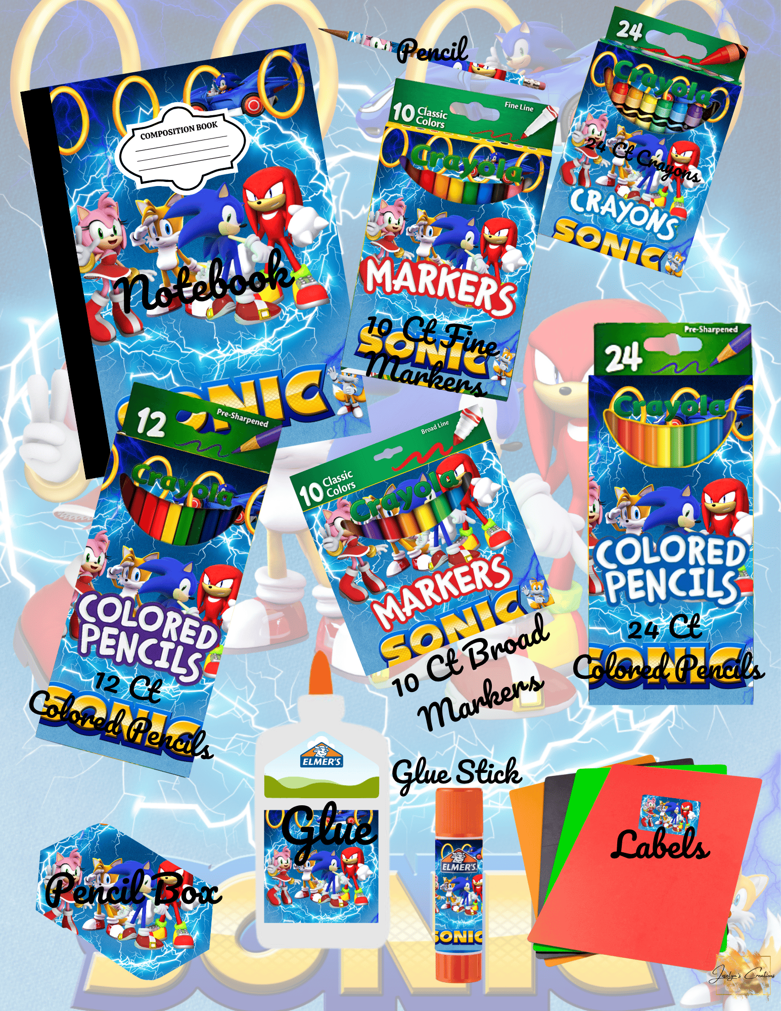 Sonic School Supplies Template - Payhip