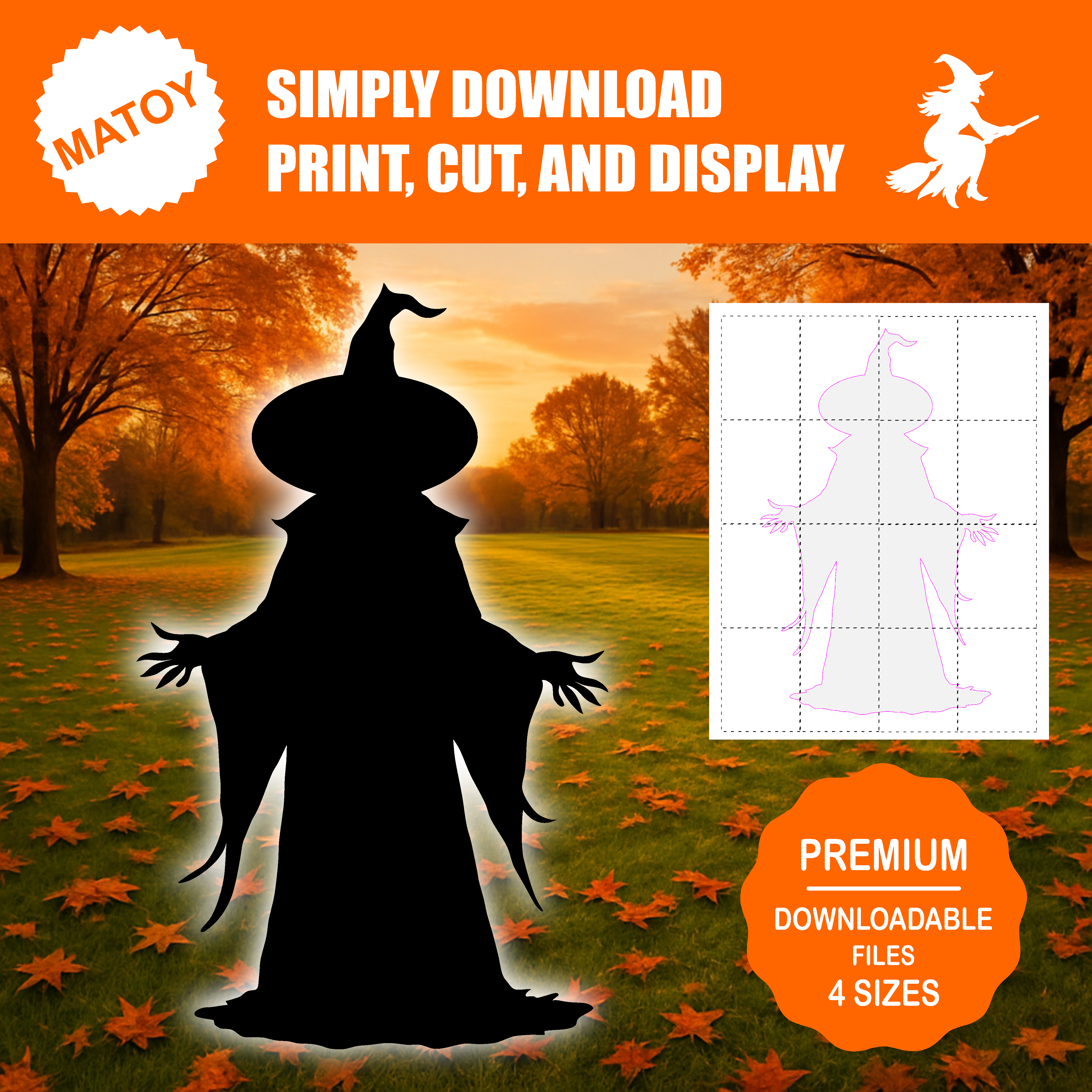 Witch Halloween Party and Wall Decor | Printable Life-Size Silhouette ...