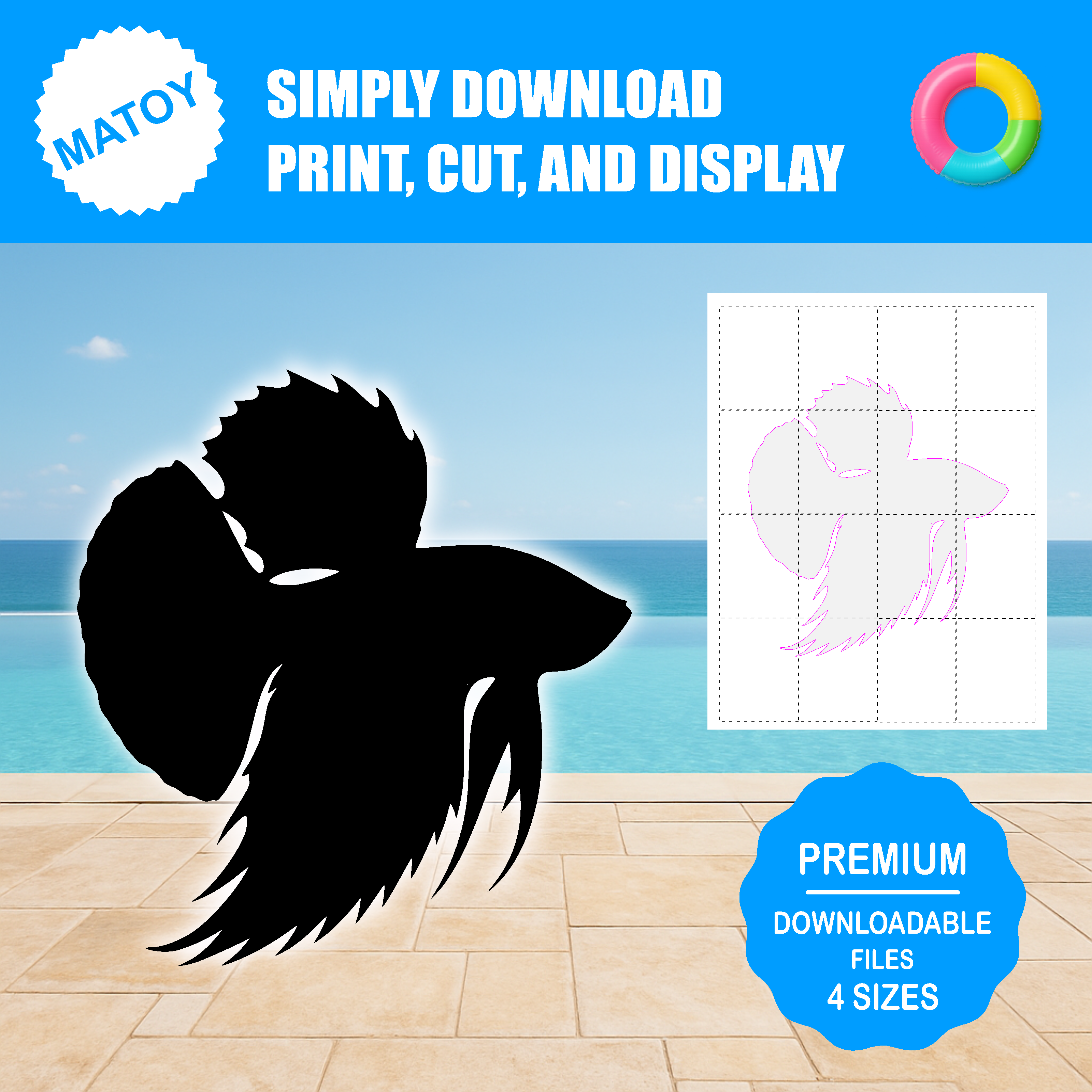 Siamese Fighting Fish Pool Party and Wall Decor | Printable Life-Size ...