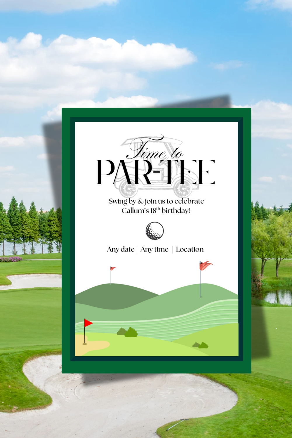 Customizable Time to PAR-TEE! Golf-Themed Birthday Invitation - Payhip