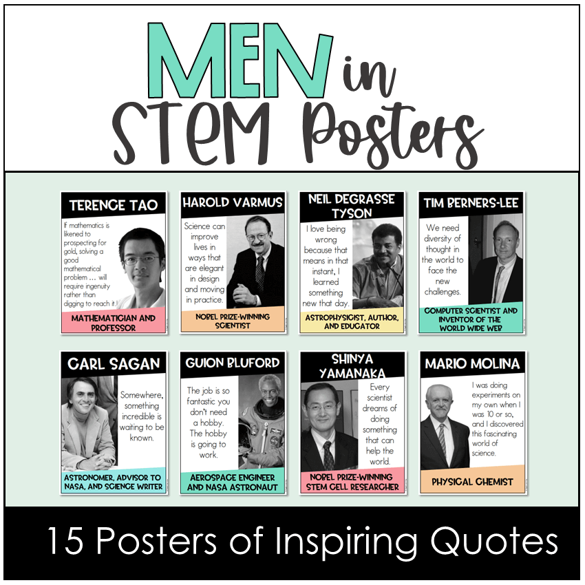 Famous Men in STEM Careers Motivational Inspiring Quotes