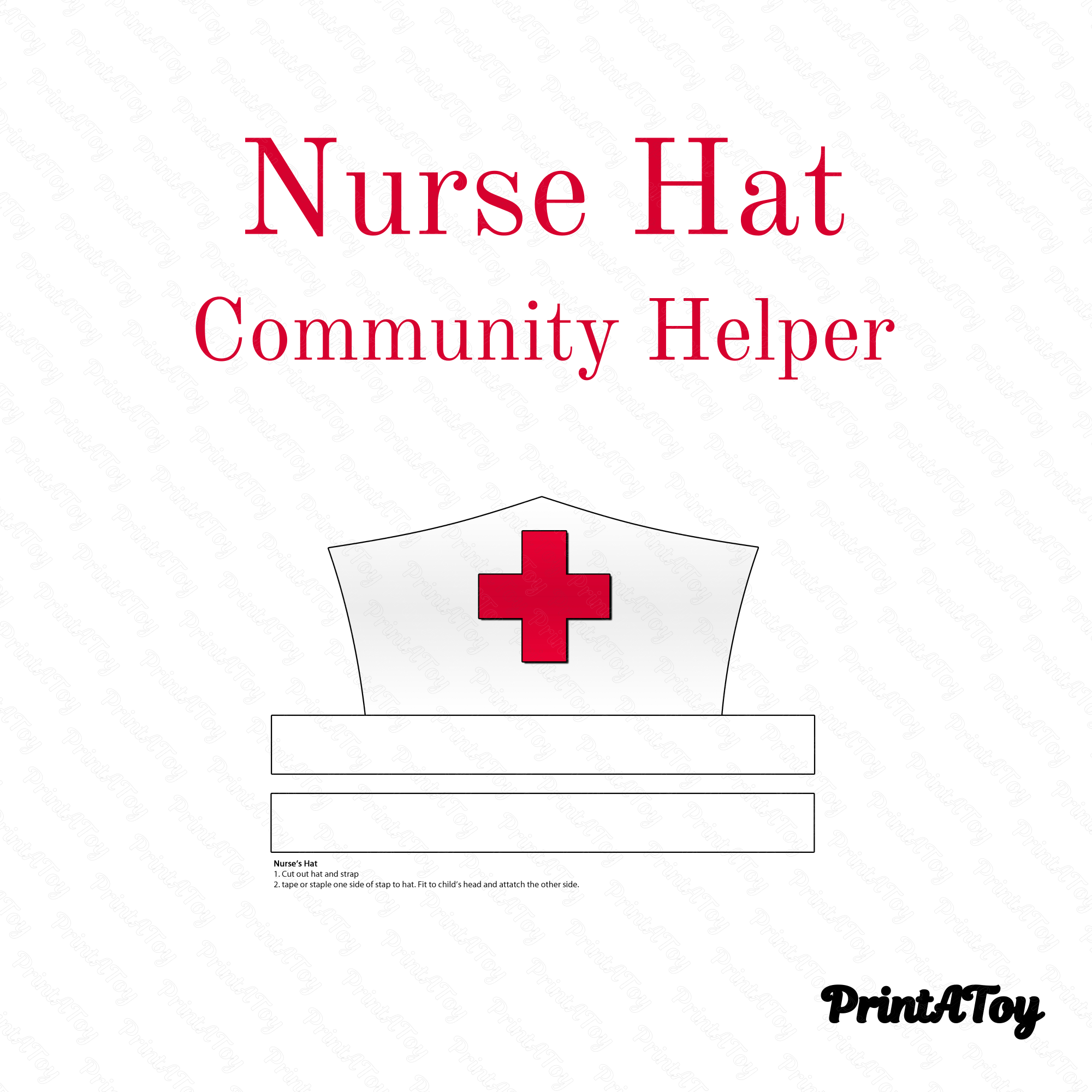 Printable Nurse Hat for Kids – Paper Costume Craft | Community Helper ...