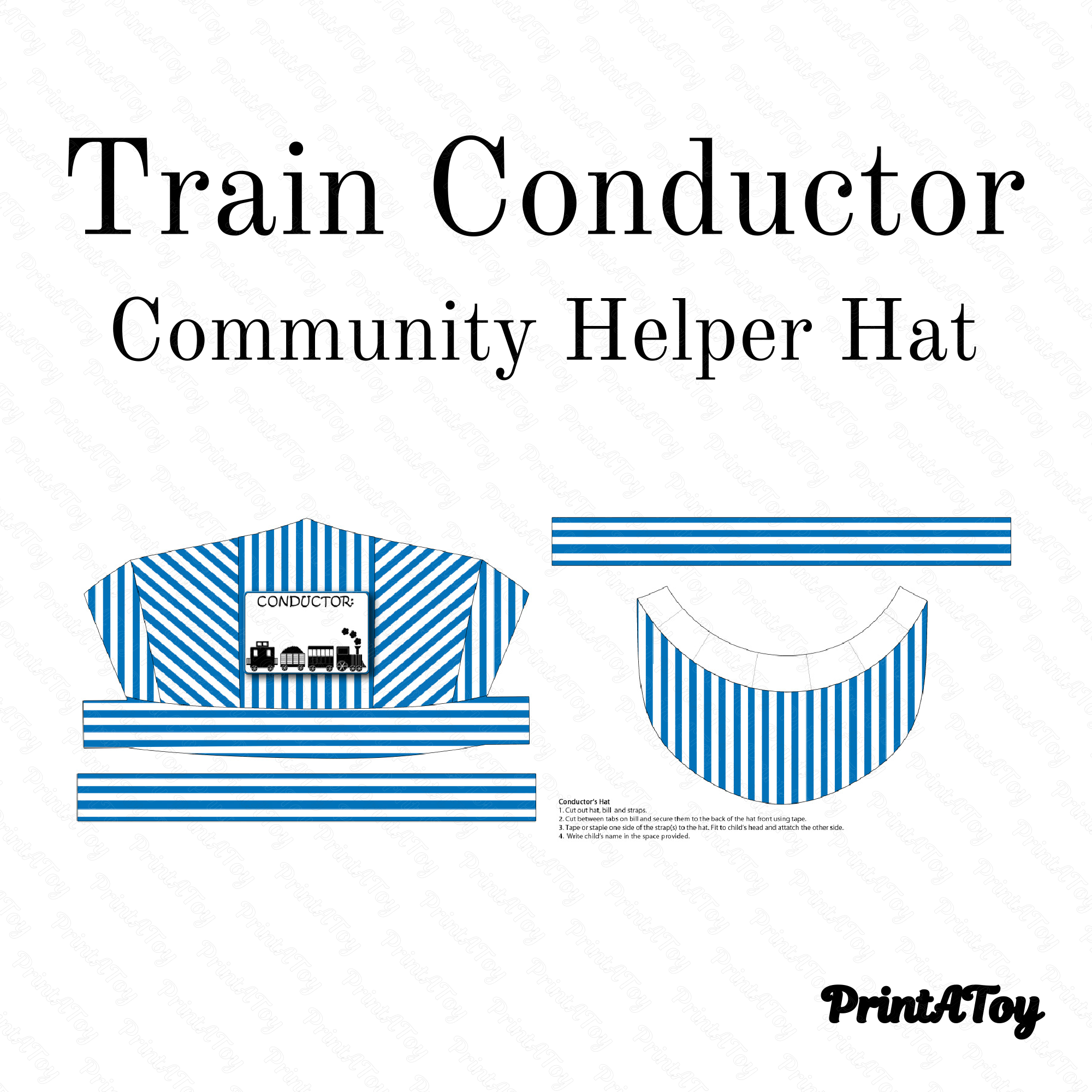 Printable Train Conductor's Hat | Community Helper Dramatic Play Prop ...