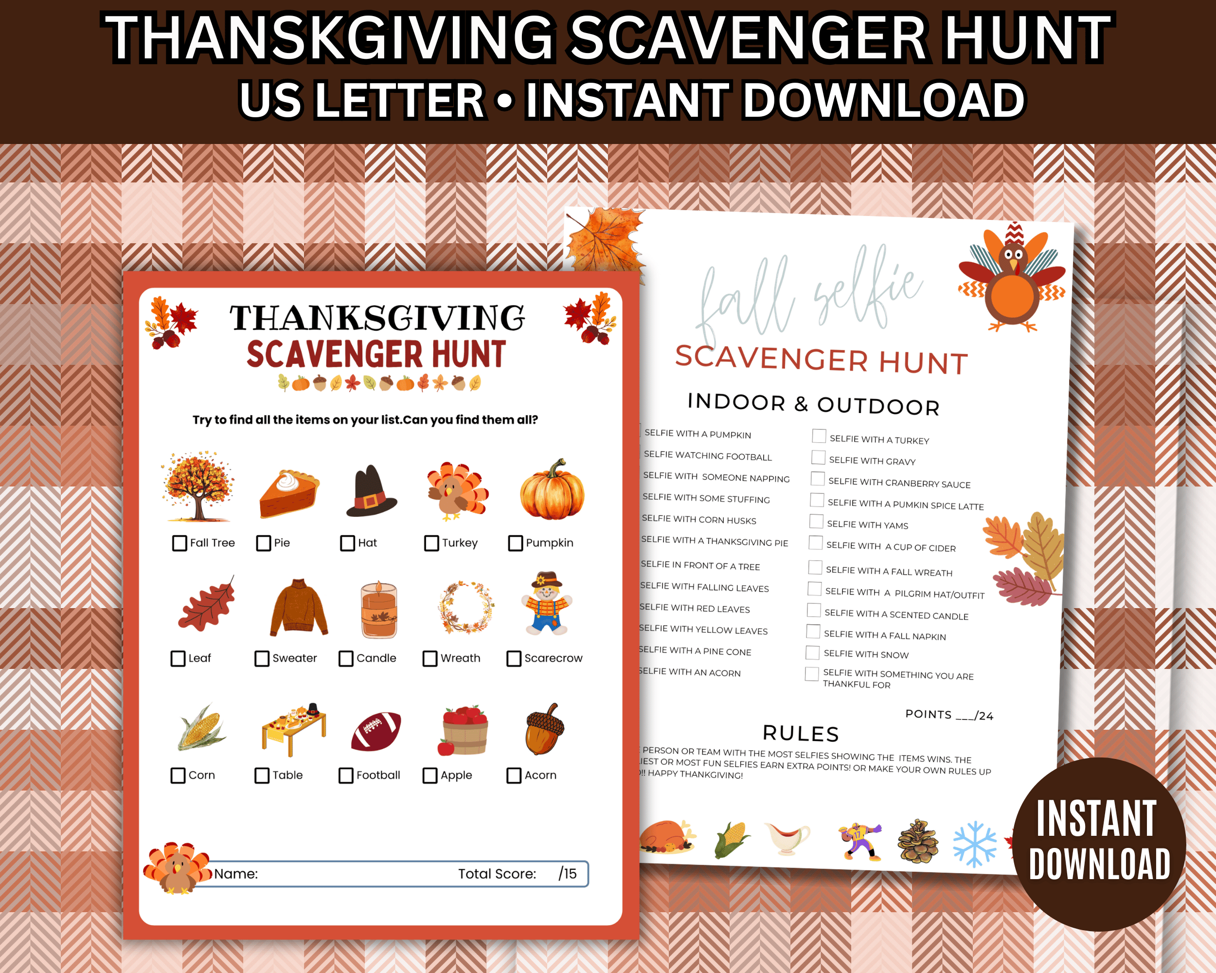 Thanksgiving Scavenger Hunt, Selfie Photo Hunt, Indoor Outdoor Treasure ...