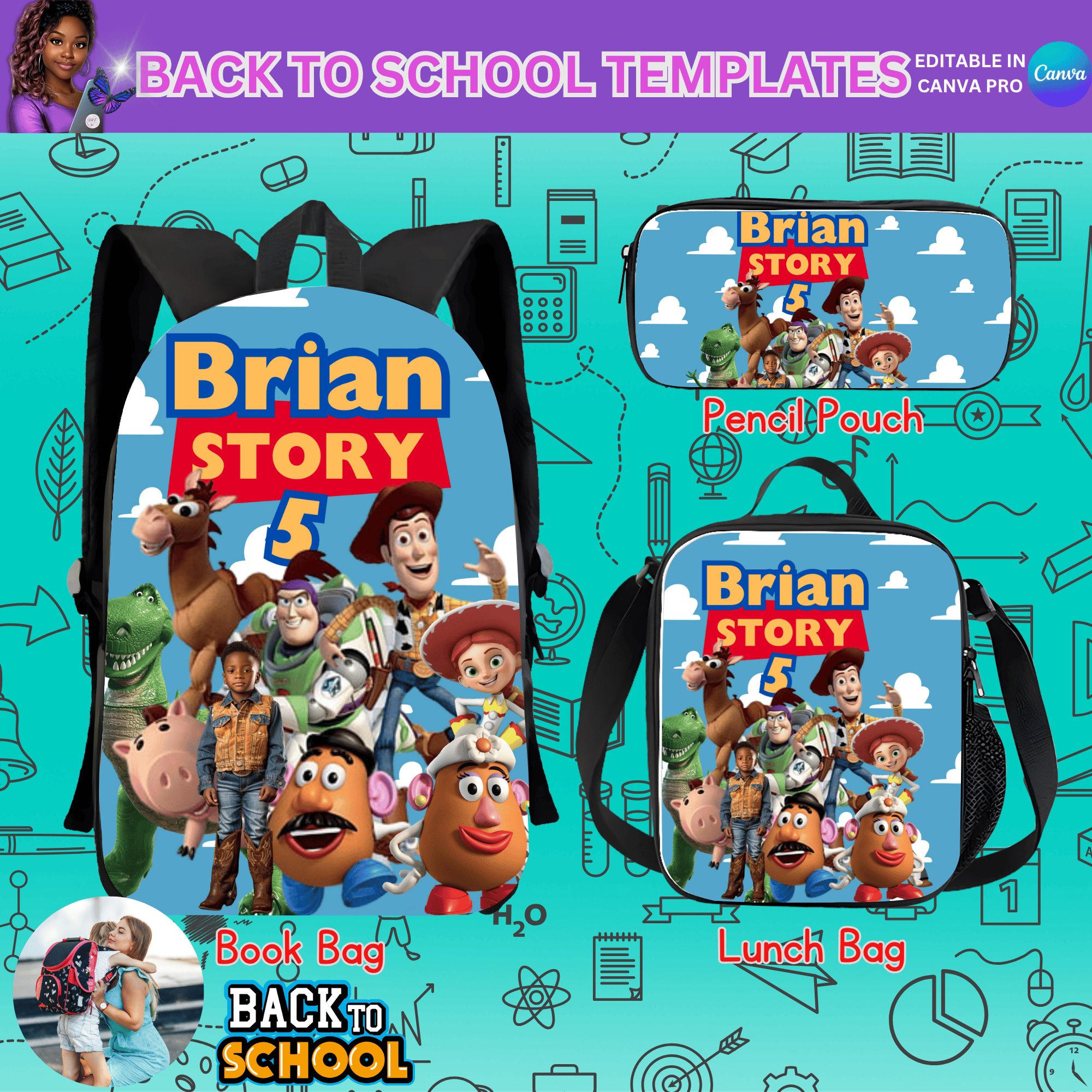 B2S Toy Story Backpack Mockup Template - Payhip