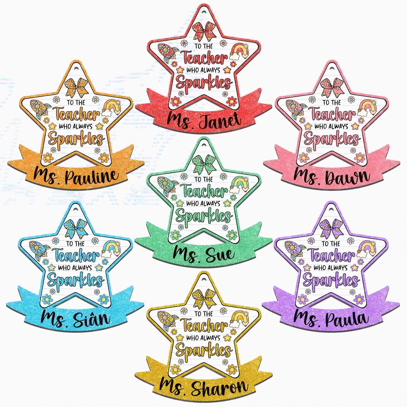 Teacher Sparkles Star Banner Bauble Bundle - Payhip