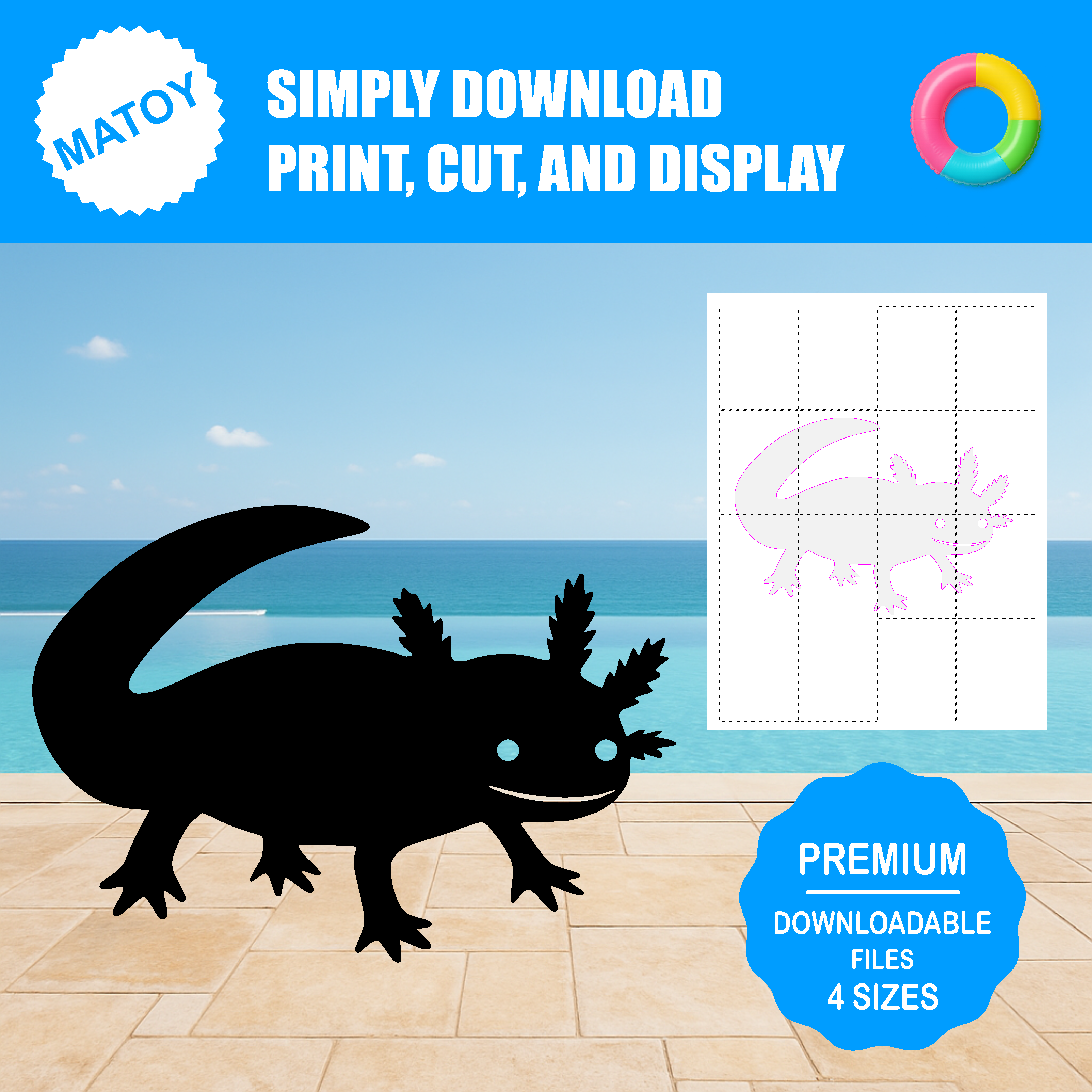 Axolotl Pool Party and Wall Decor | Printable Life-Size Silhouette ...