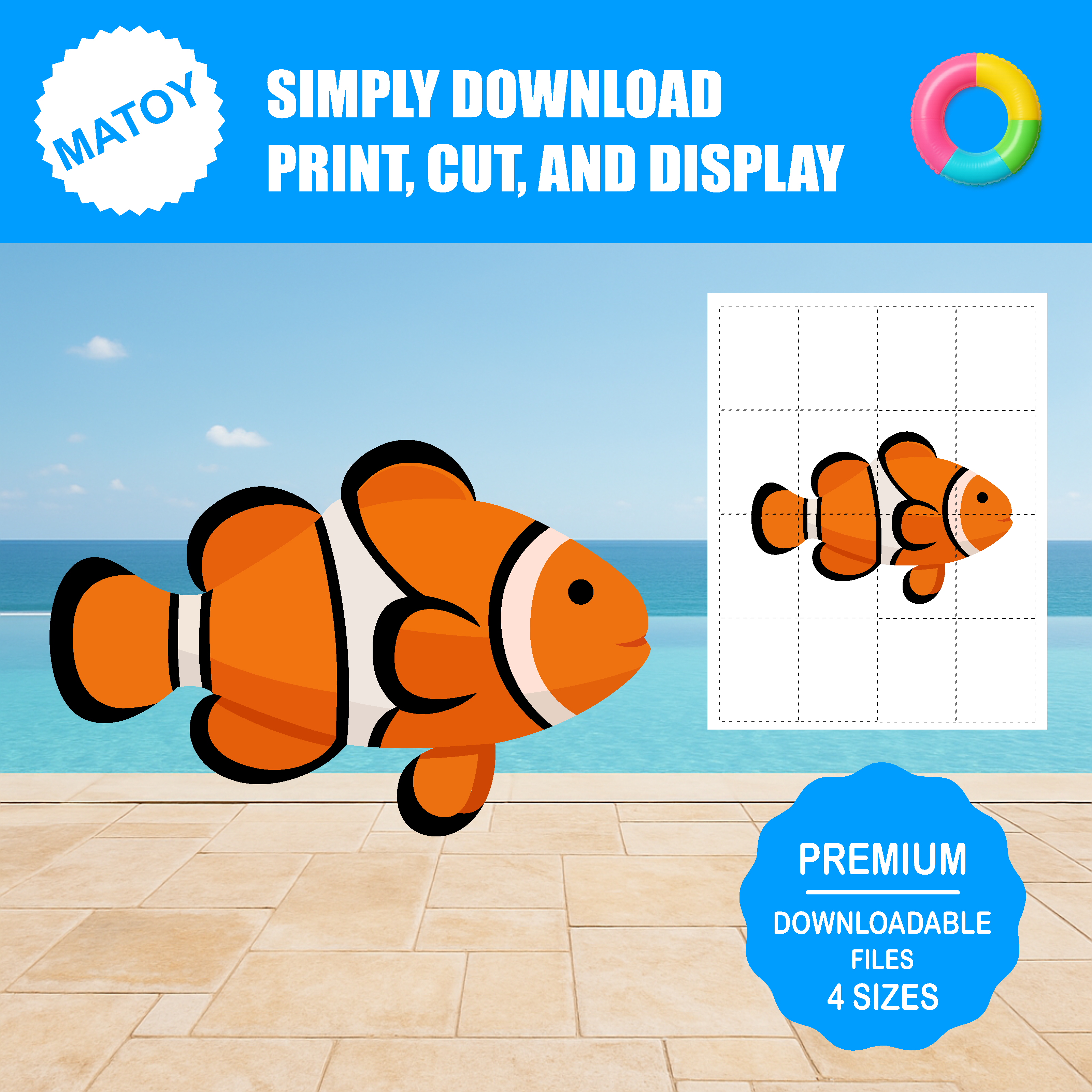 Clown Fish Pool and Yard Art Pattern | Full-Color Printable and ...