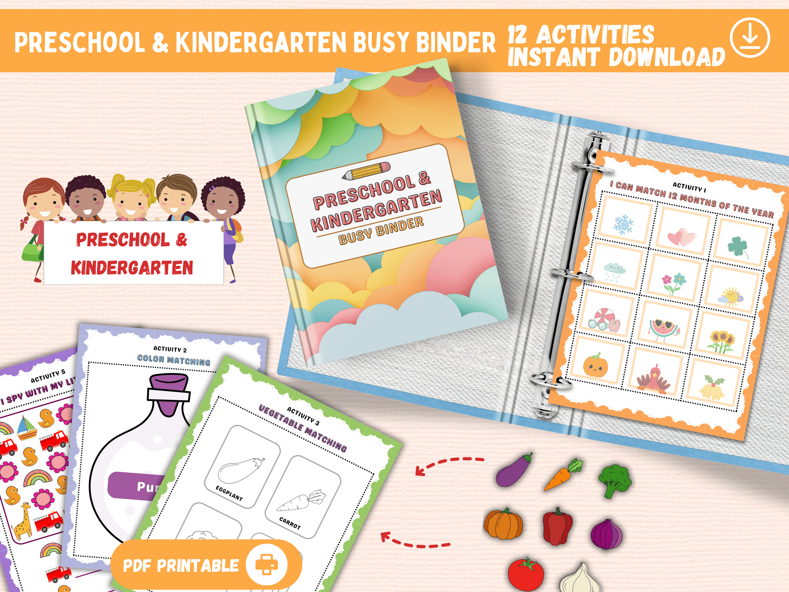 Preschool & Kindergarten Busy Binder- 12 Fun & Learning Activities ...