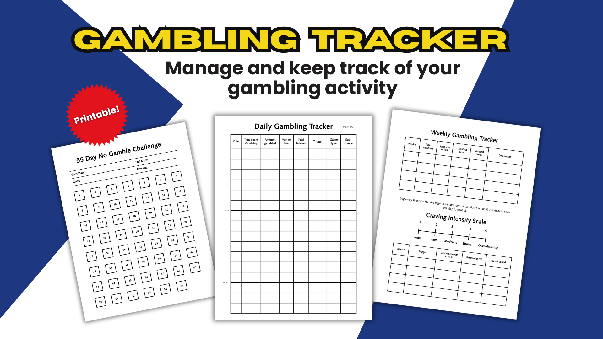 Gambling Tracker - Printable PDF Bundle - Payhip