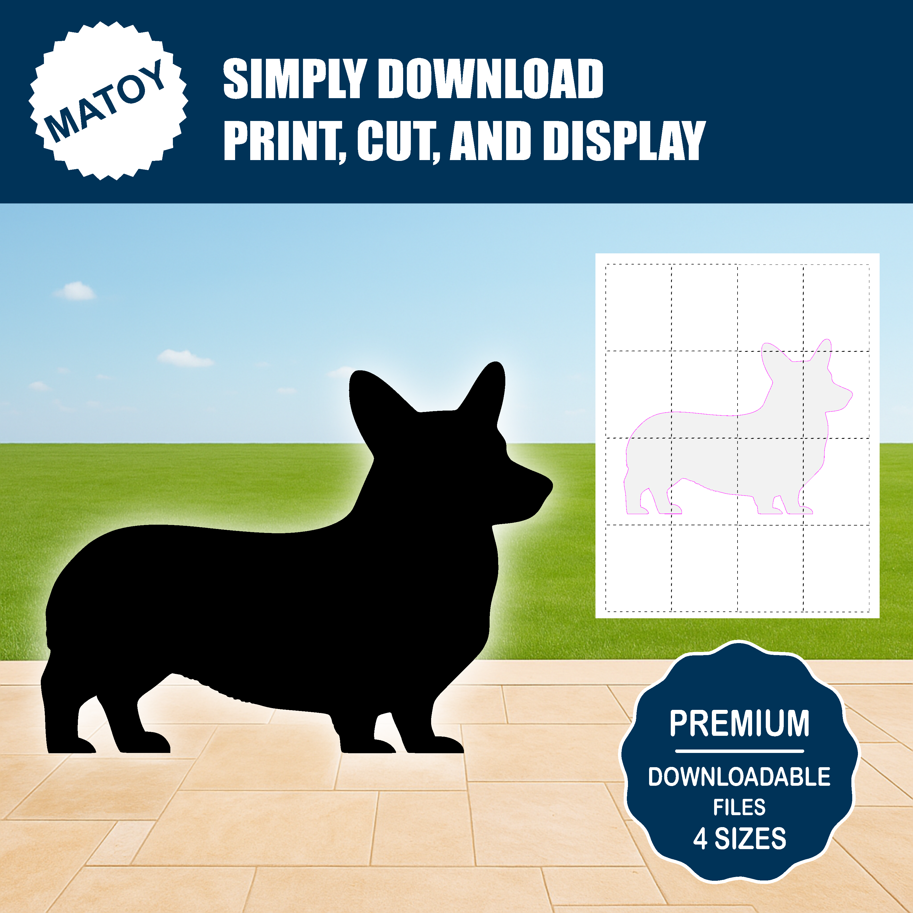 Corgi Dog Party and Wall Decor | Printable Life-Size Silhouette | Trace ...