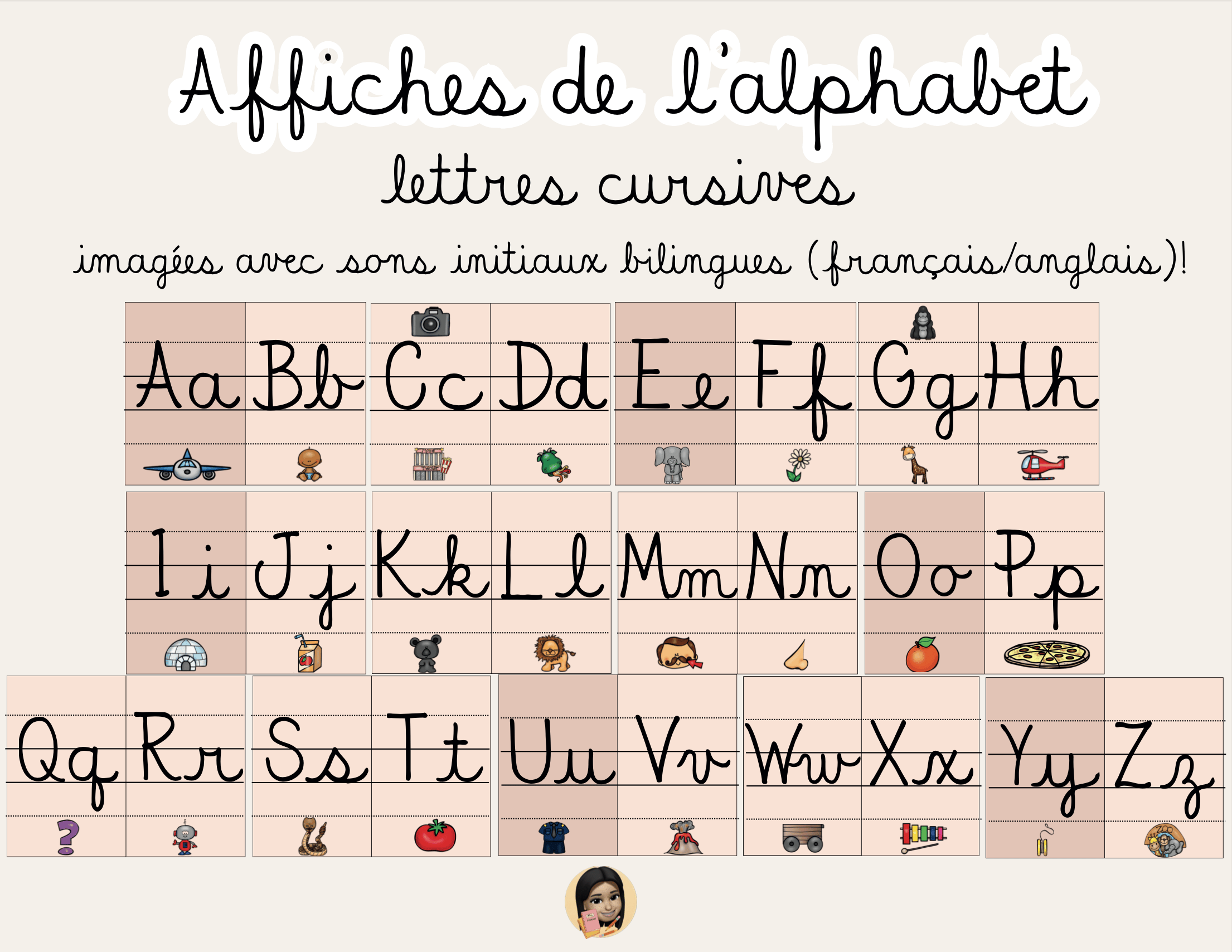 Affiches de l'alphabet cursives et bilingues - Payhip