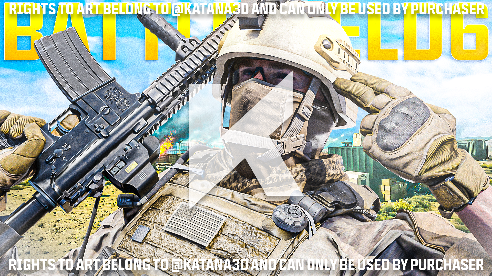 Battlefield Thumbnail - Soldier M4A1 (Text NO Text) - Payhip