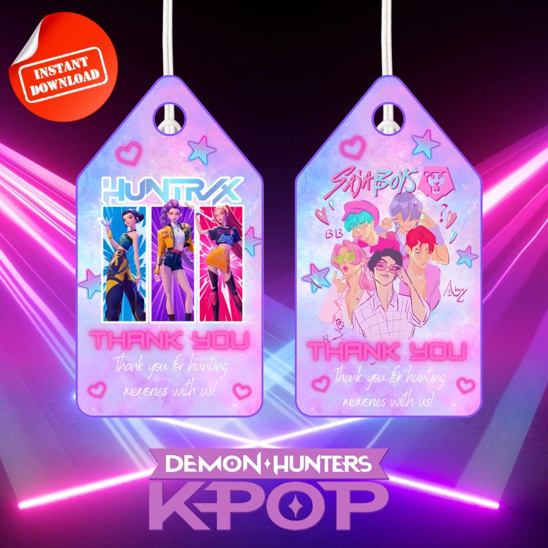 K-pop Demon Hunters Thank You Tag – Printable Party Favor Tag – Kpop ...