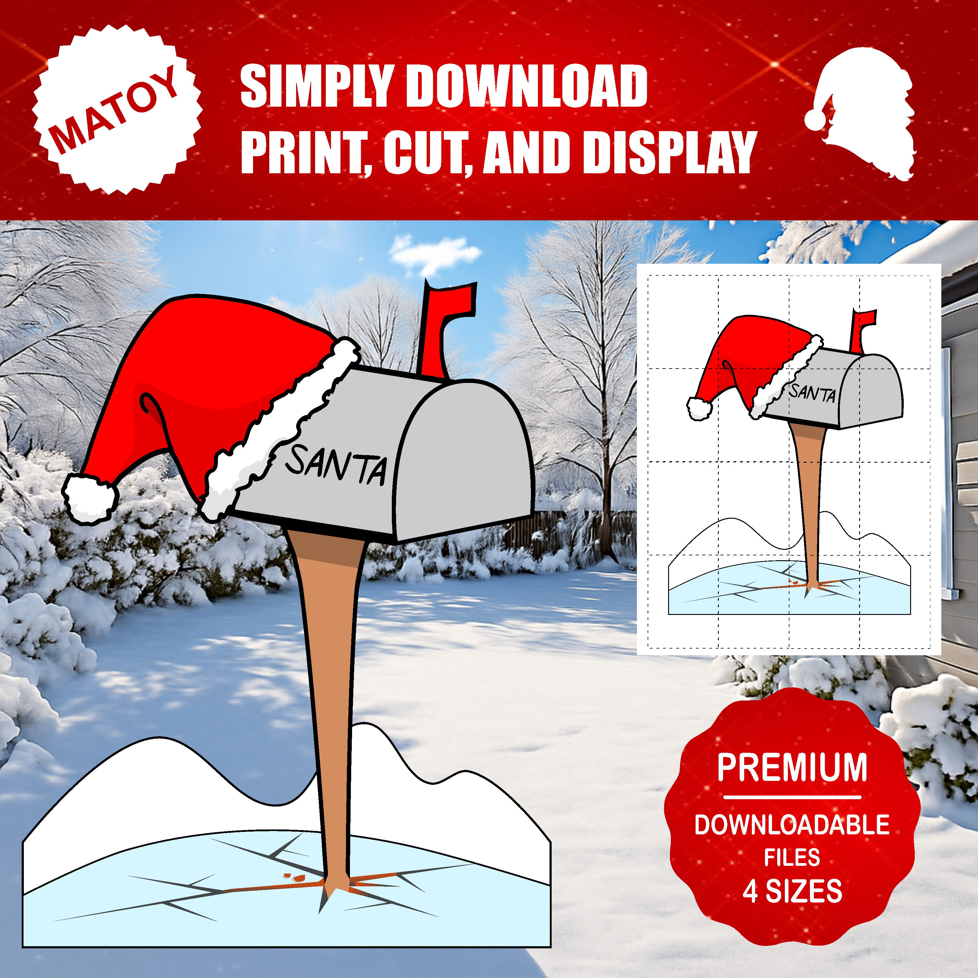 Santa's Mailbox Yard Art Pattern | Full-Color Printable Cutout Files ...