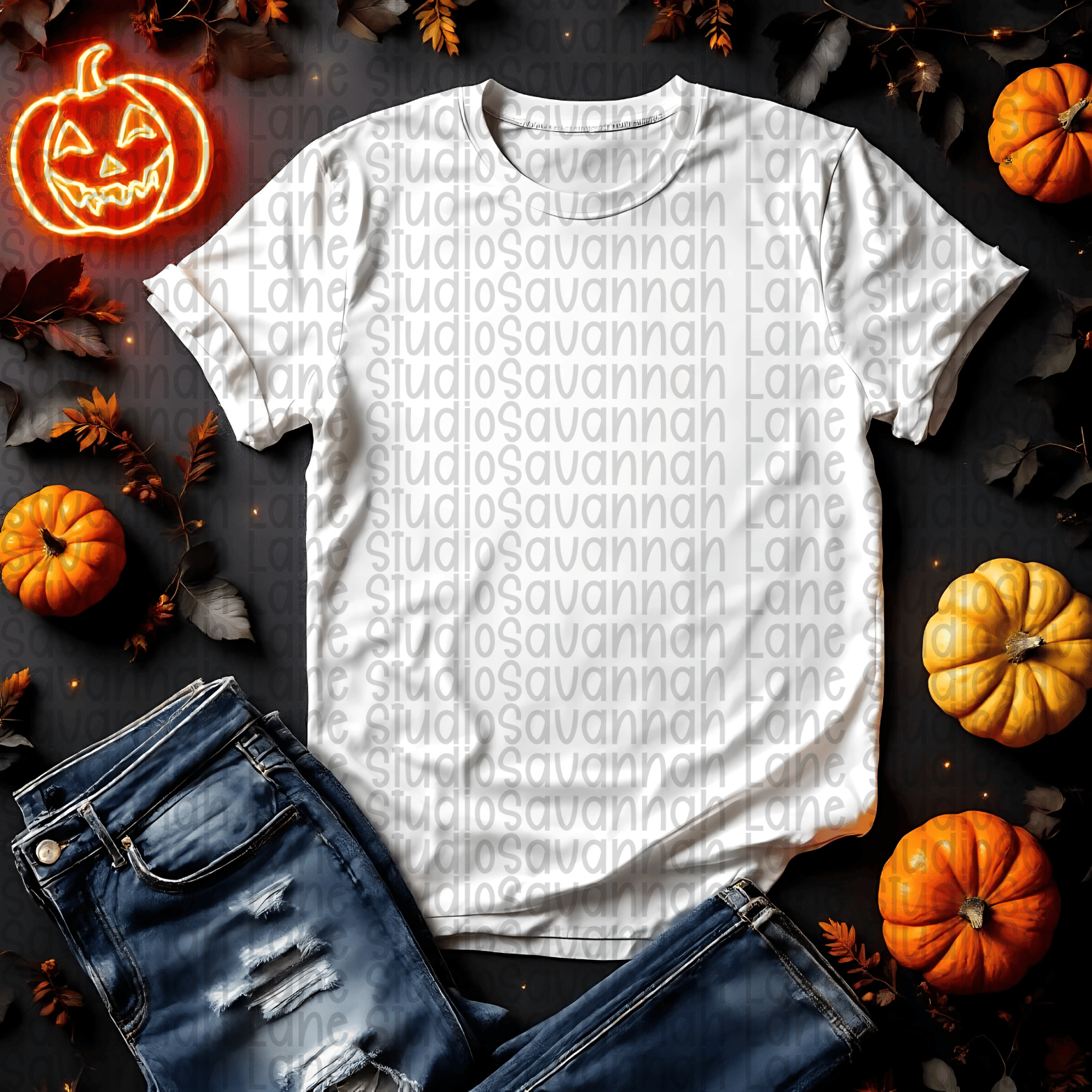Halloween White Tee Flay Lay - Mock Up - Payhip