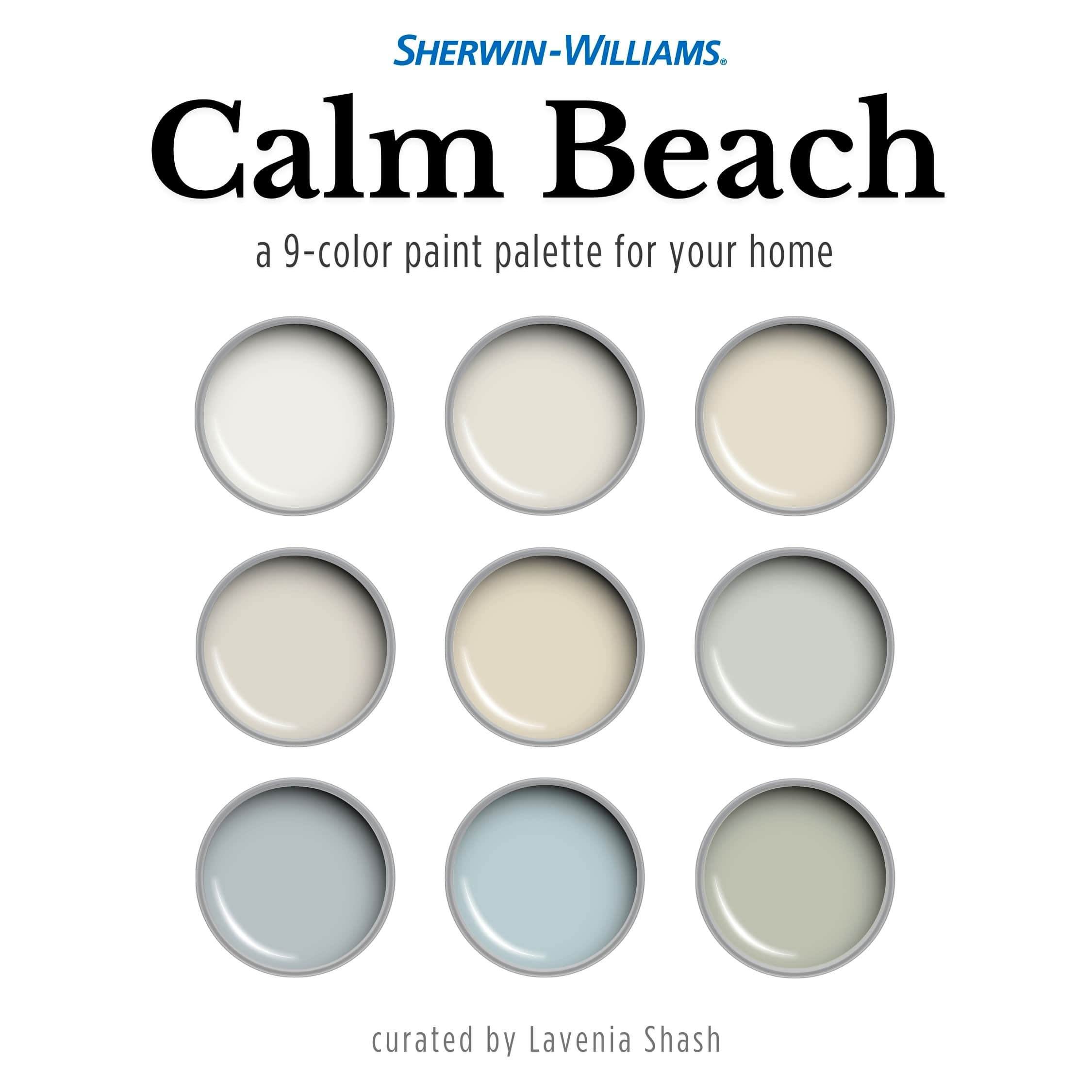 Calm Beach House Paint Color Palette: Sherwin Williams Calm Coastal ...