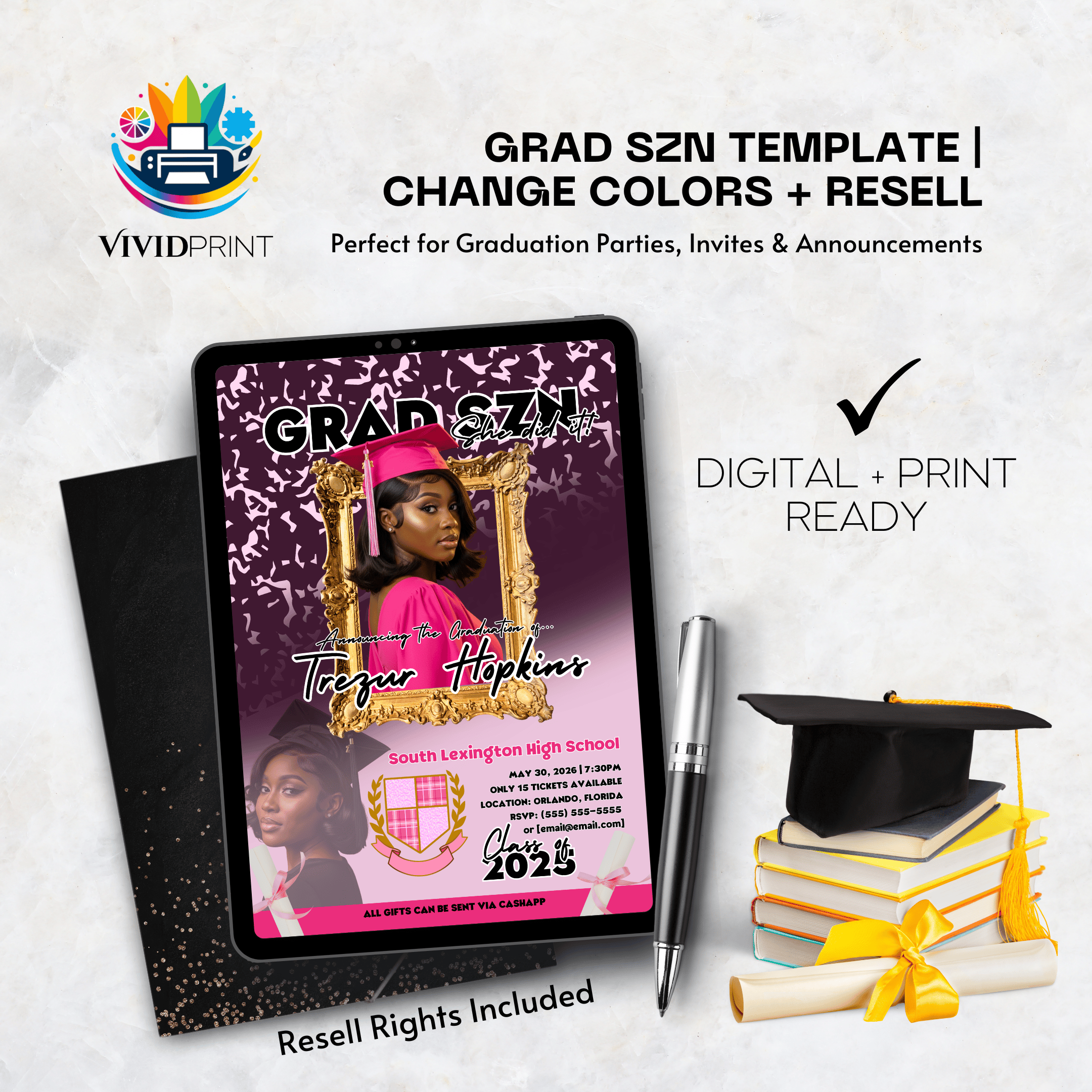 Pink Grad Szn Flyer (Editable Resell Rights) - Payhip
