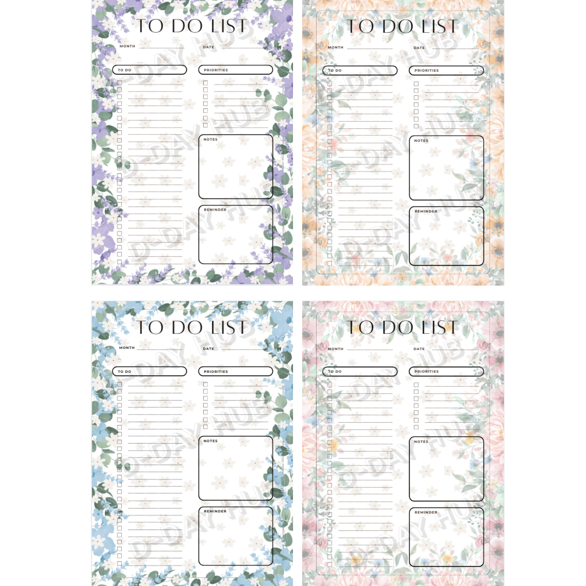 Flowery Border Minimalist Simple To Do List Planner - Payhip
