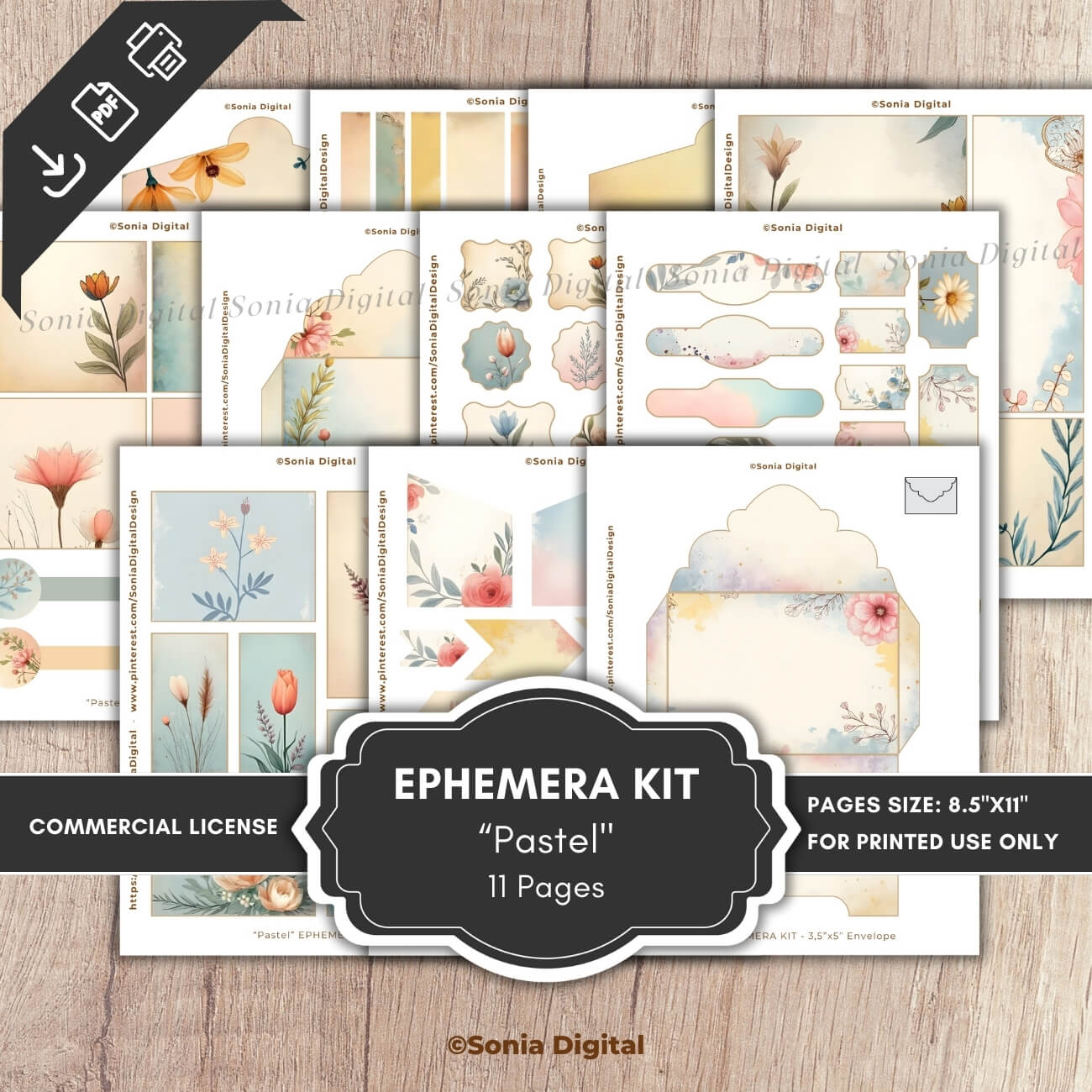 “Pastel” Ephemera Kit, Scrapbooking & Art Journal creations. - Payhip