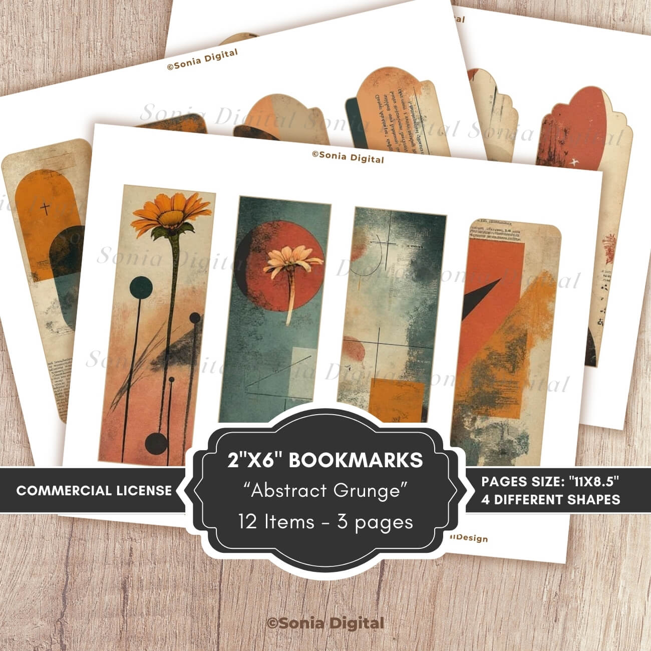 “Abstract Grunge” 2”x6” Bookmarks. - Payhip