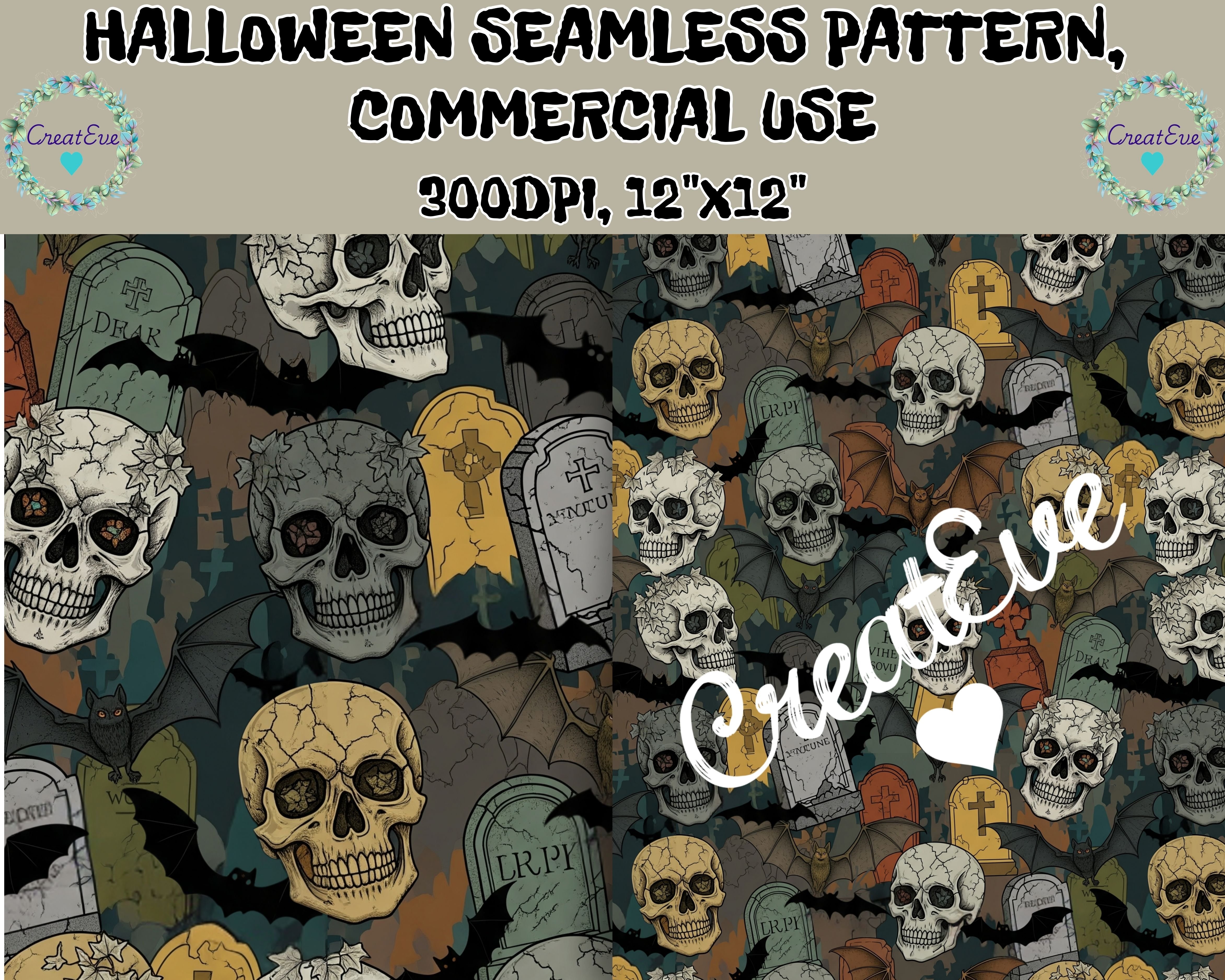 Halloween Seamless Pattern 12" x 12" Commercial Use - Payhip