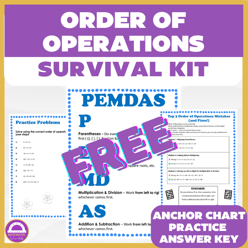Help Your Students Master Order of Operations (Free Anchor Chart ...