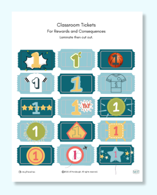 Classroom Reward Tickets PDF - Blue Edition - Payhip
