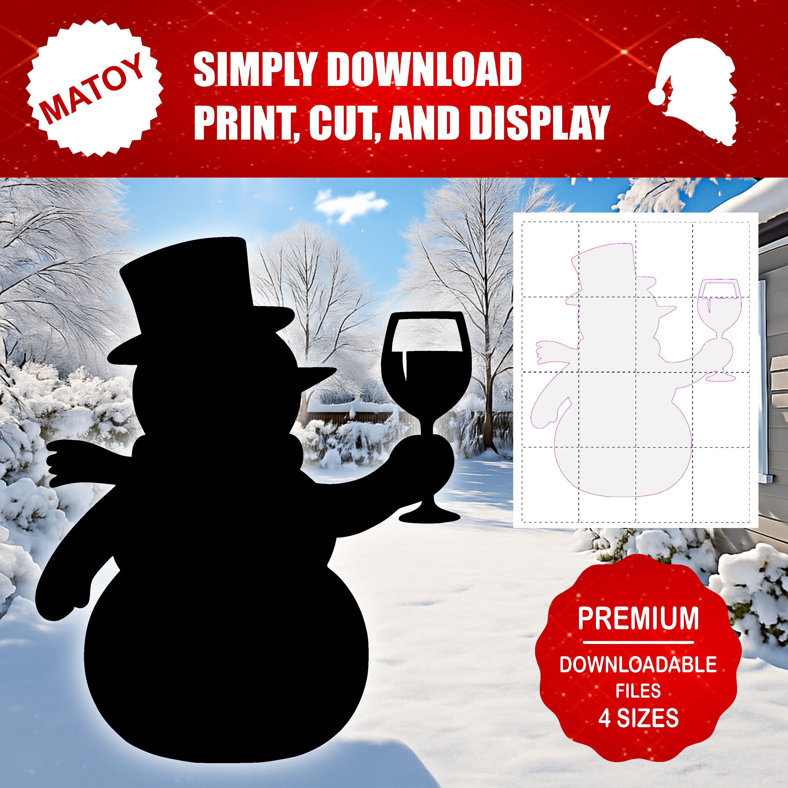 Snowman Drinking Party and Wall Decor | Printable Life-Size Silhouette ...