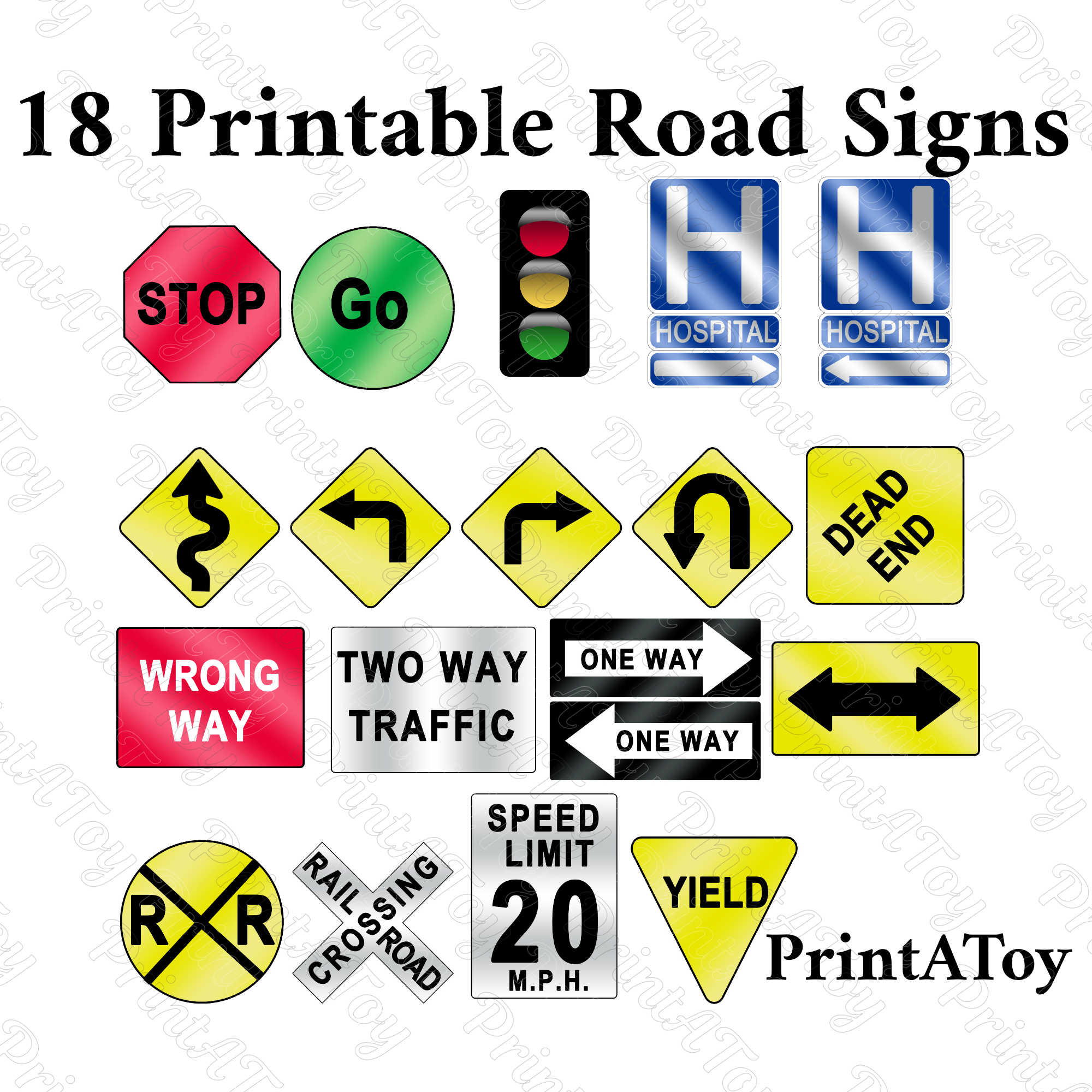 Printable Road Signs for Pretend Play and Transportation Unit – 18 ...