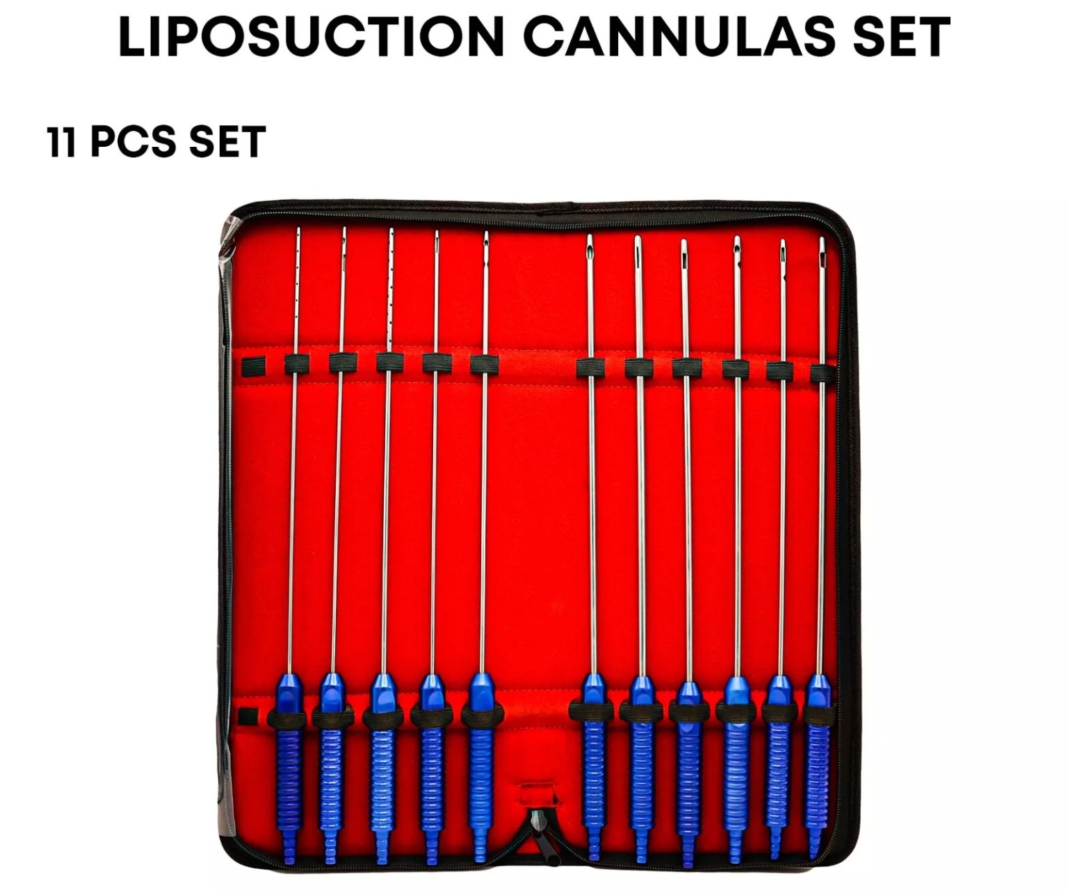 Liposuction Cannulas Fat Transfer Fixed Handle Cosmetic Surgery Kit 11 Pcs