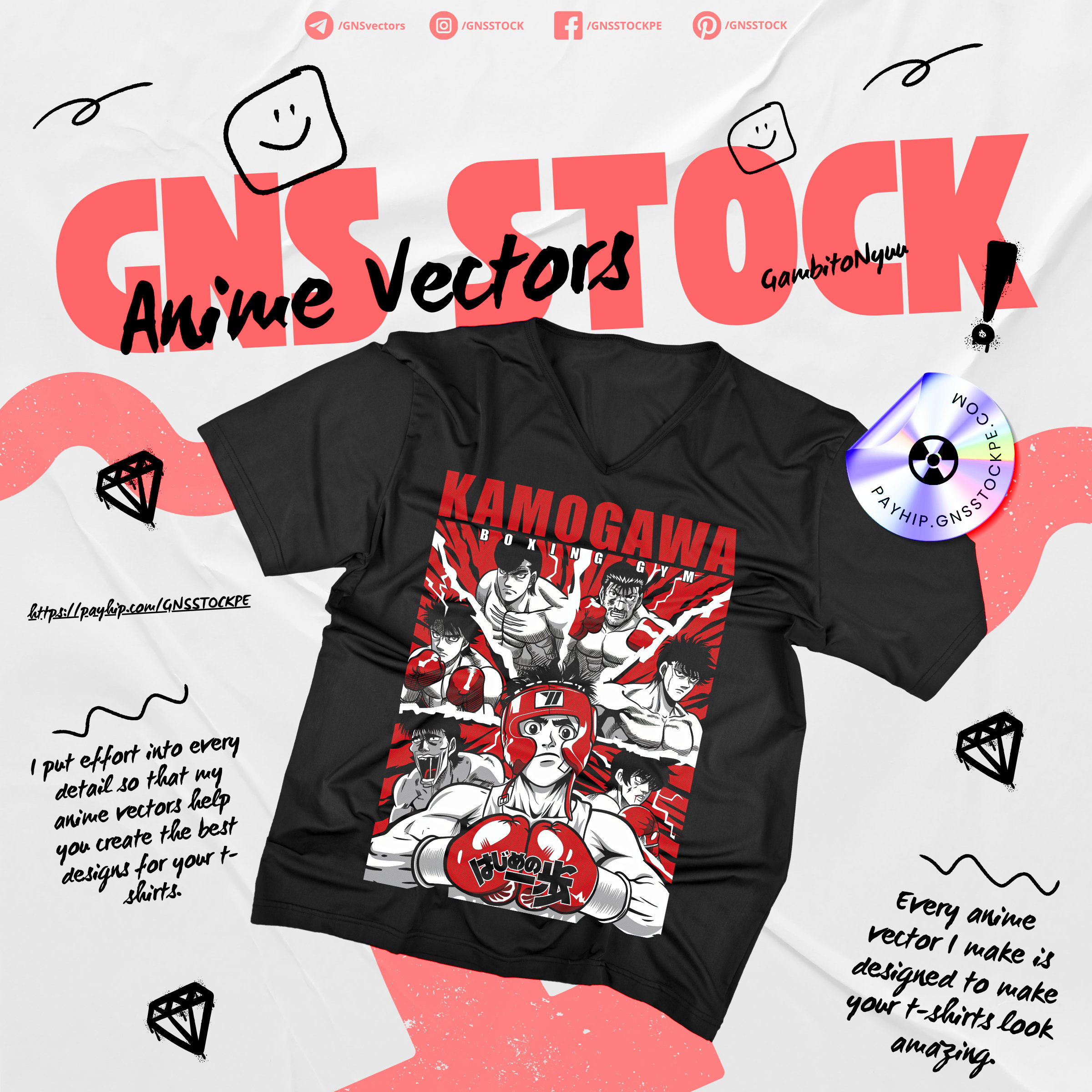 Anime Vector – Ippo Makunouchi | Hajime no Ippo | Design for DTF ...