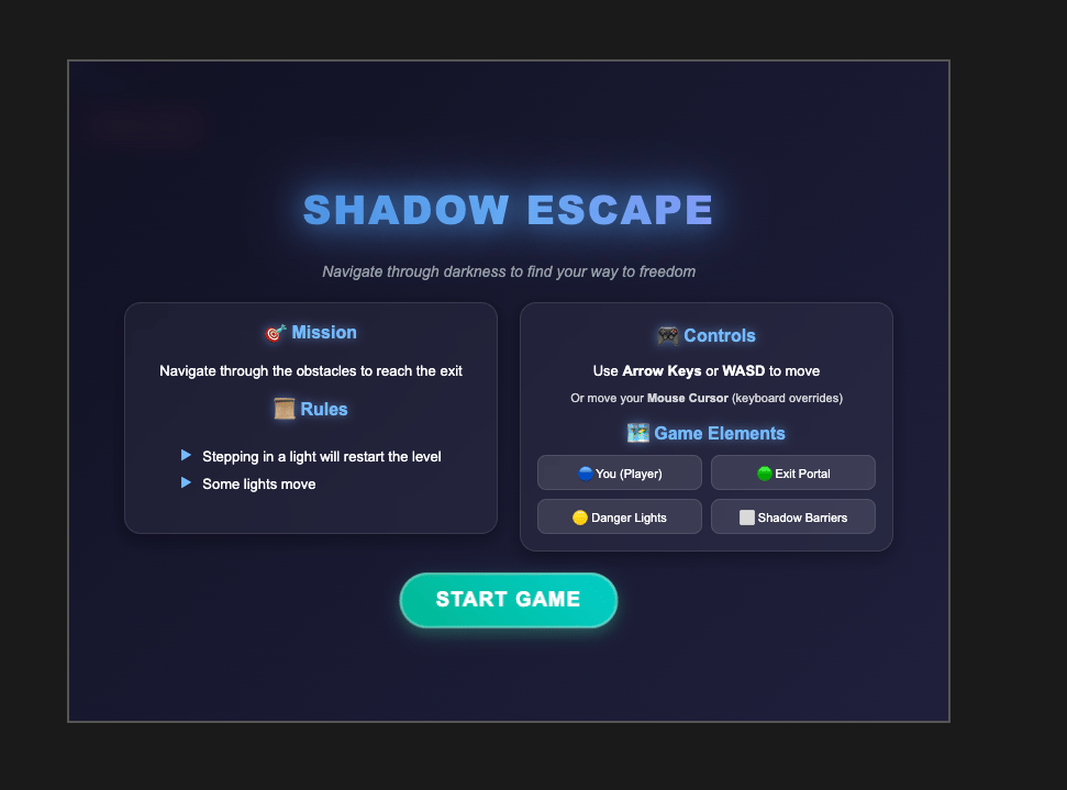 Shadow Escape HTML Game (Only Works With Computers) - Payhip